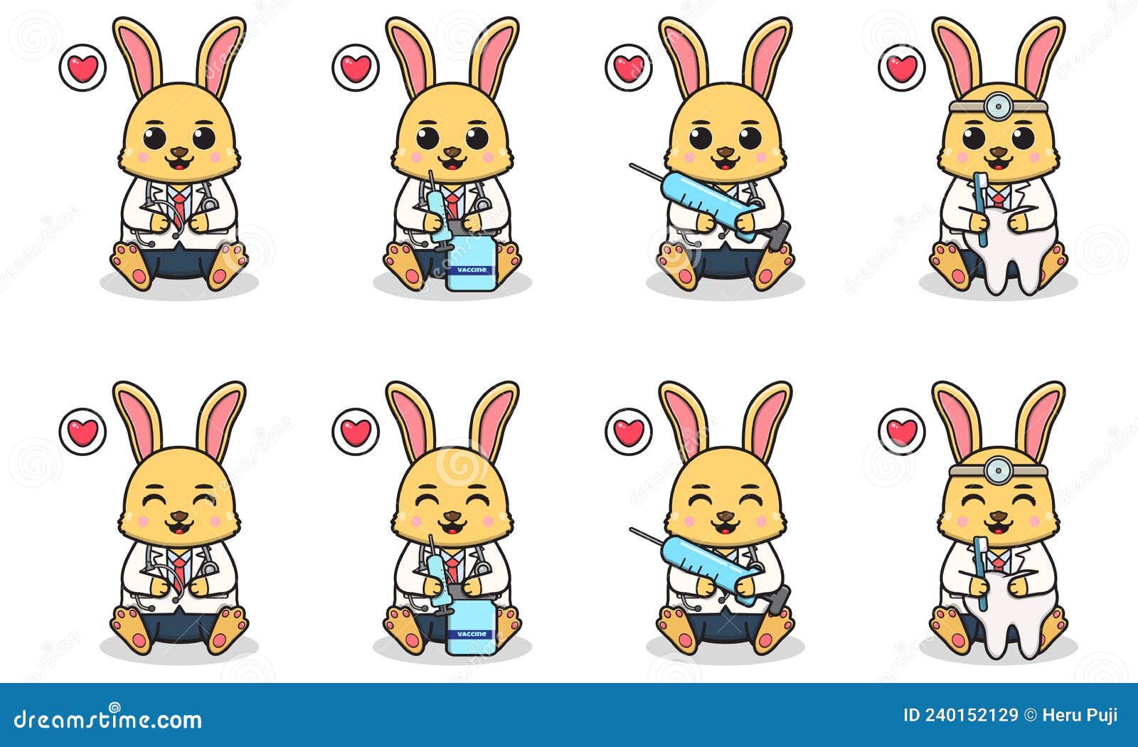Vector Illustration of Cute Sitting Rabbit Doctor Stock Vector ...