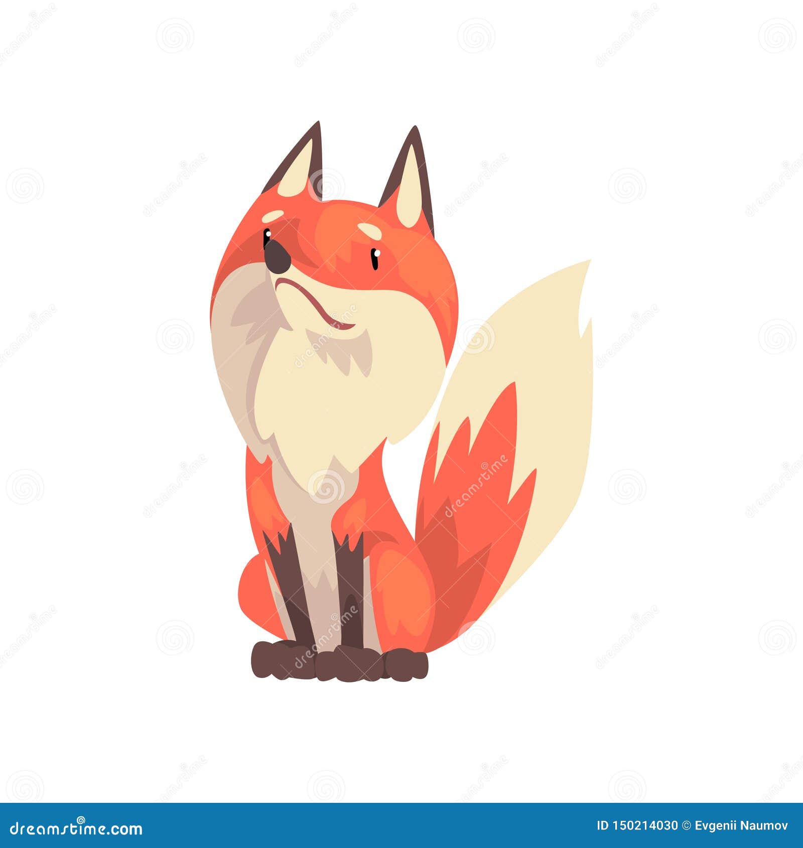 Cute Sitting Red Fox Character, Front View Cartoon Vector Illustration ...