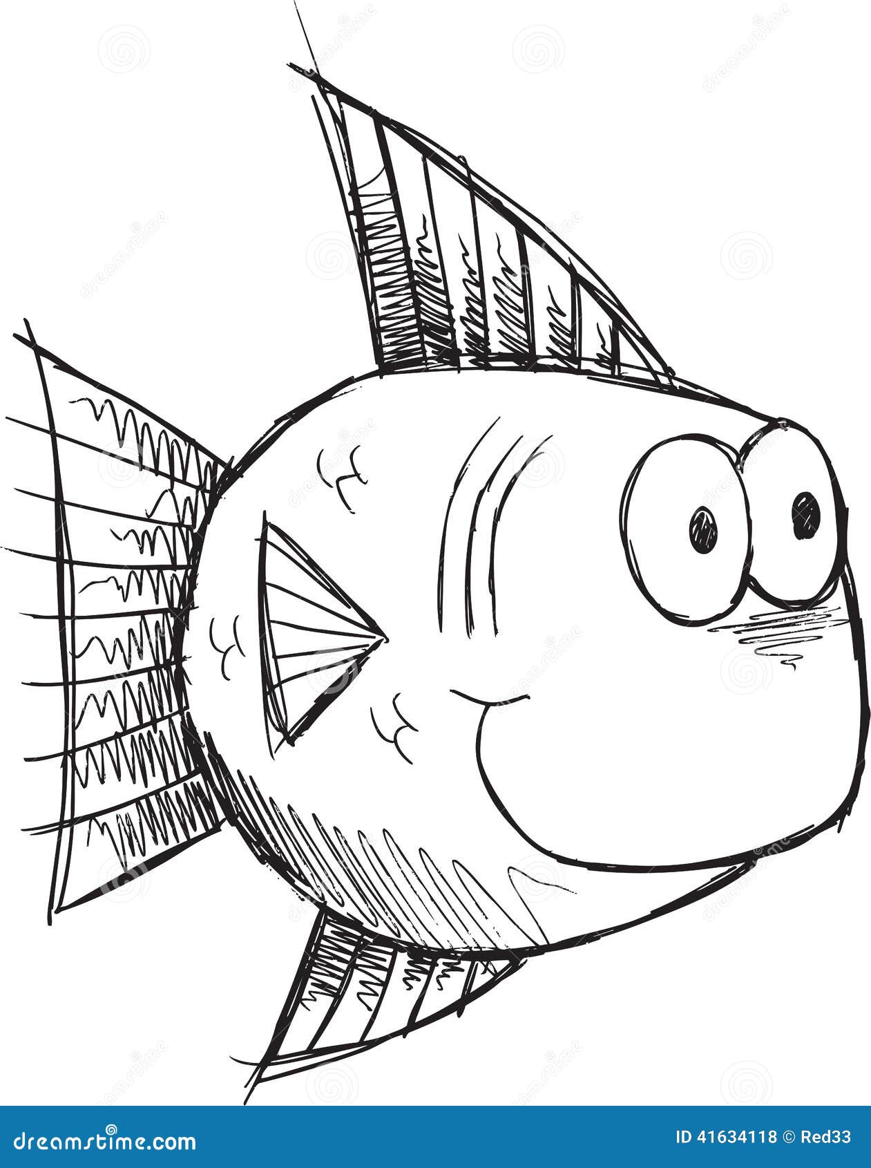 Cute Sketch Doodle Fish Vector Stock Vector - Illustration of cute ...