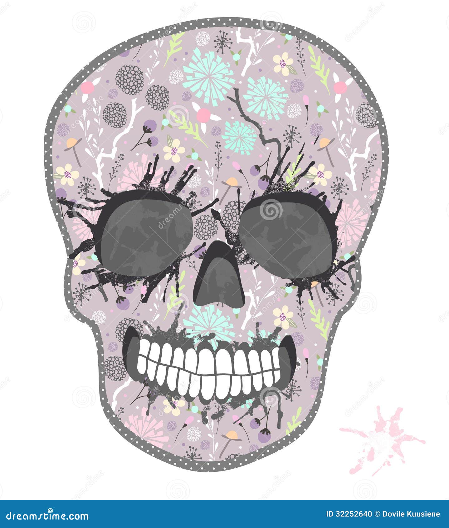 Cute Skull with Floral Pattern. Skull from Flowers Stock Vector ...