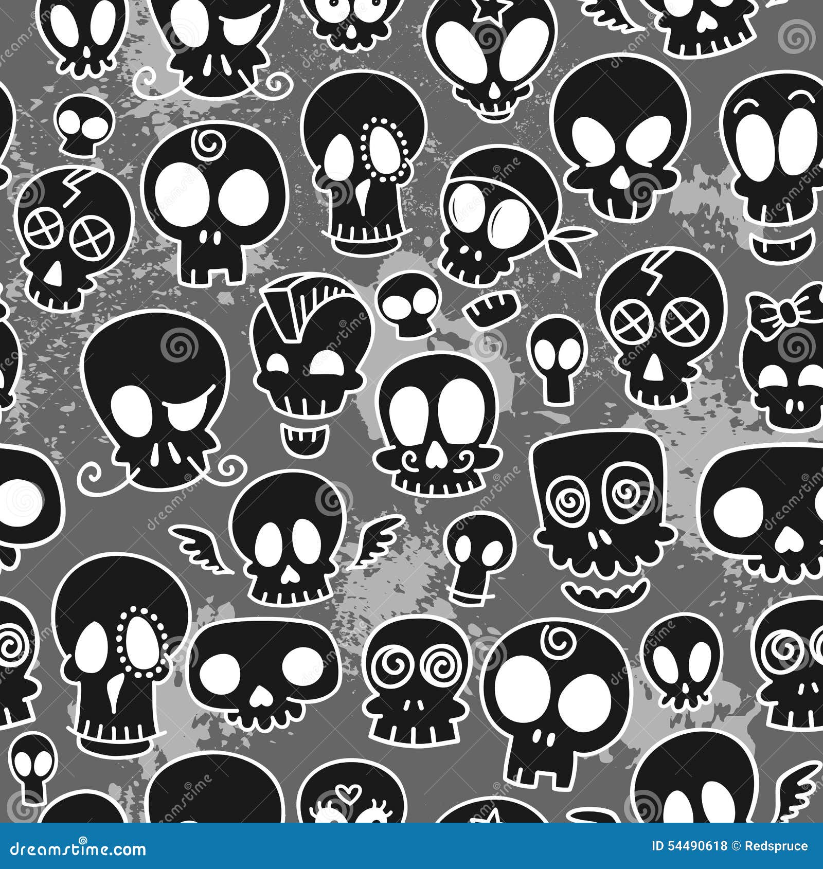 Cute Skulls Pattern Stock Vector - Image: 54490618