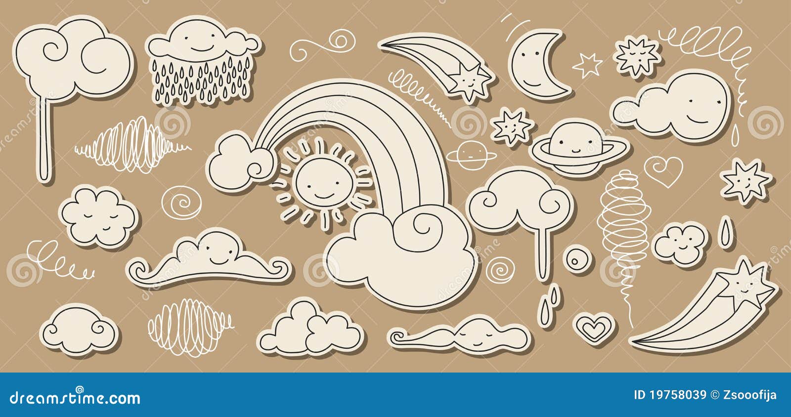 Cute sky doodle stock vector. Illustration of shooting - 19758039