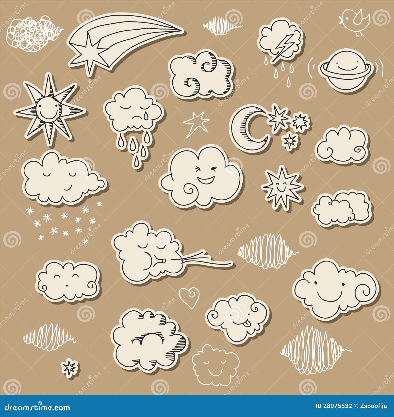Cute sky doodle stock vector. Illustration of cardboard - 28075532