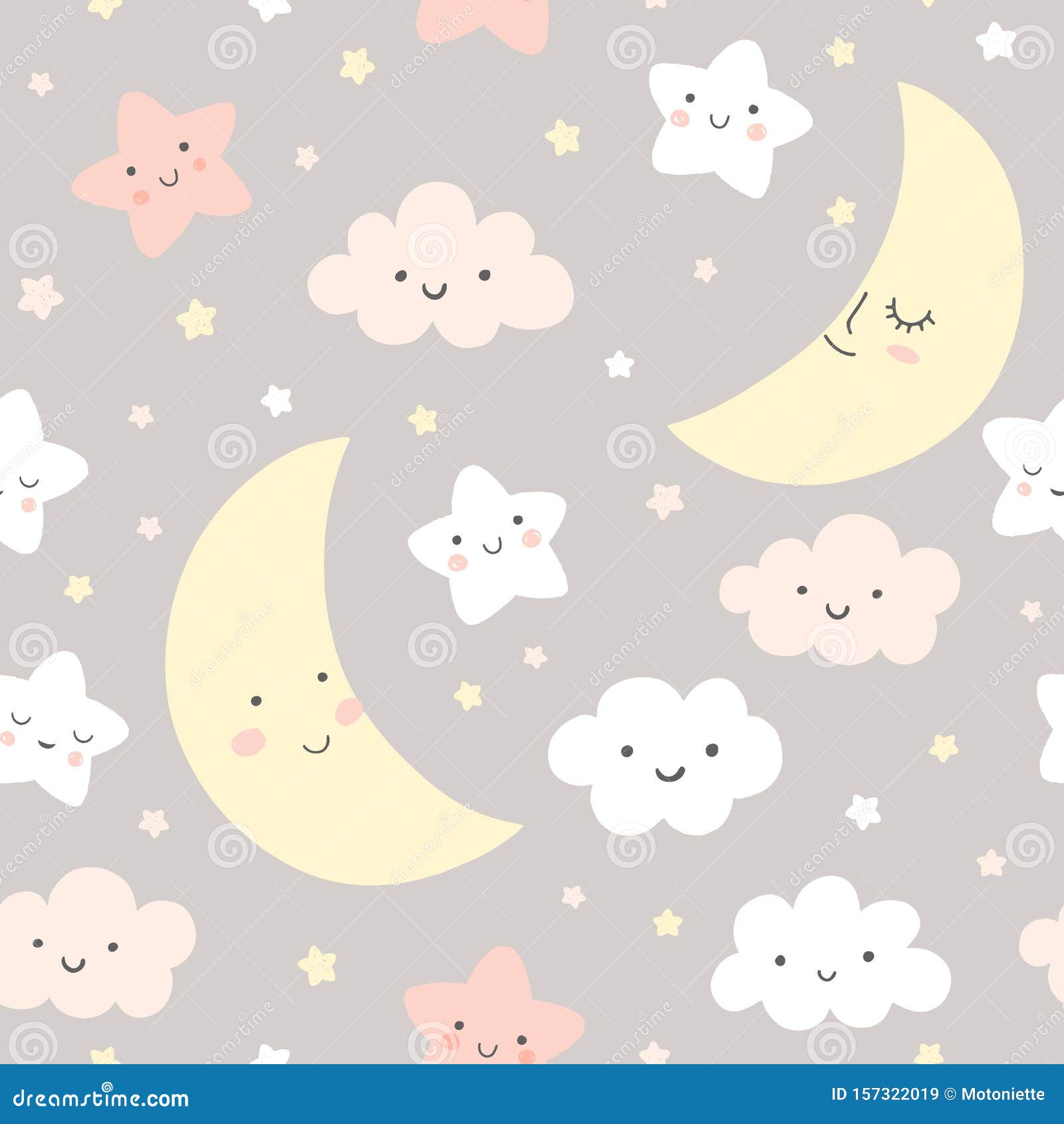 Baby Moon And Stars Wallpaper