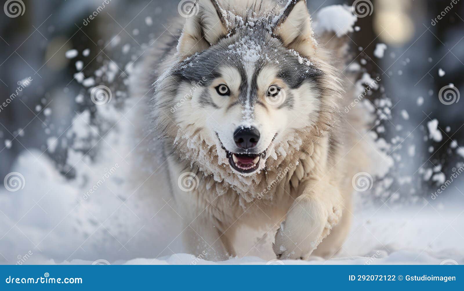 A Cute Sled Dog Running in the Snow, Playful and Adorable Generated by ...