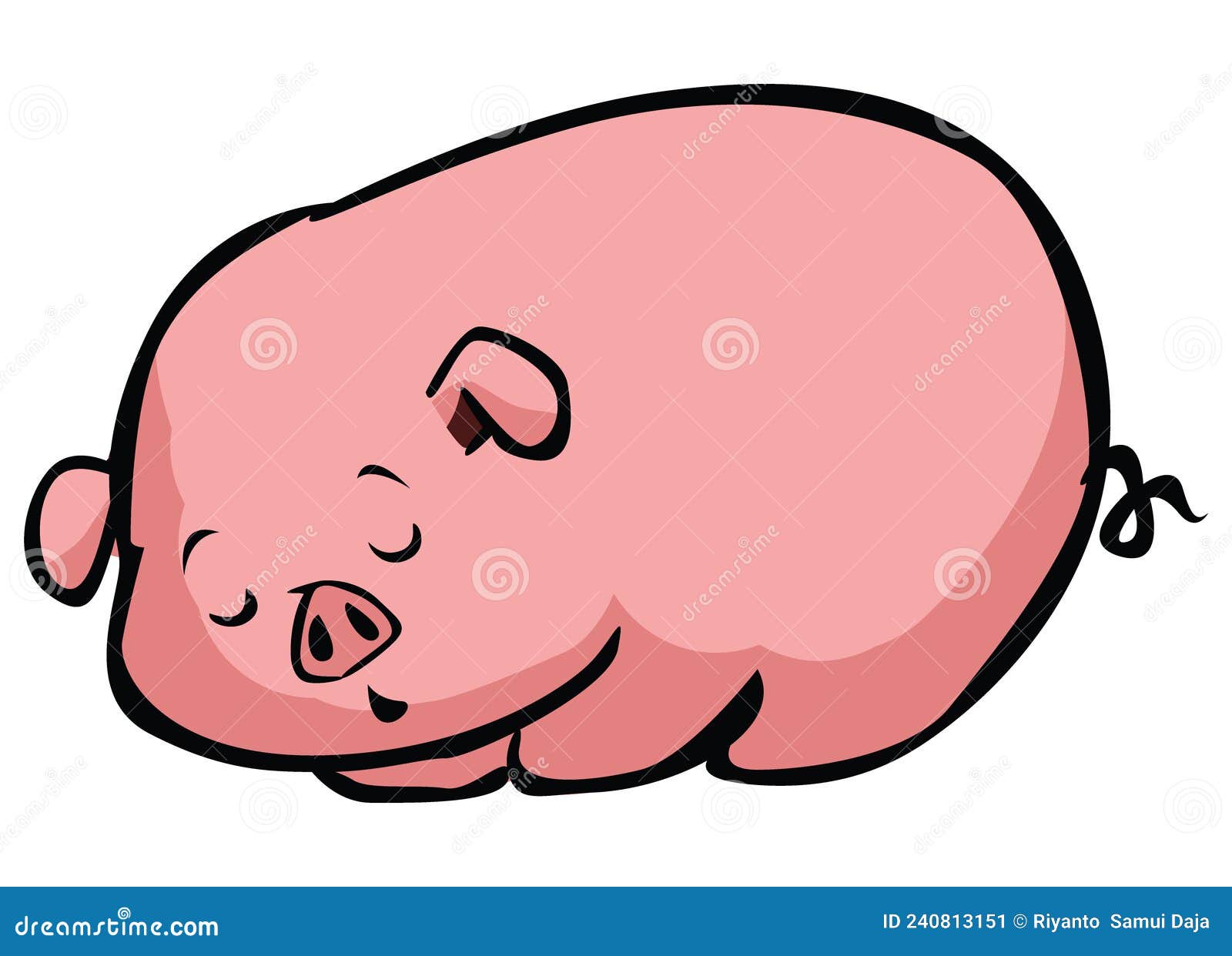 Cute Sleep Pig Color Illustration Design Stock Vector - Illustration of ...