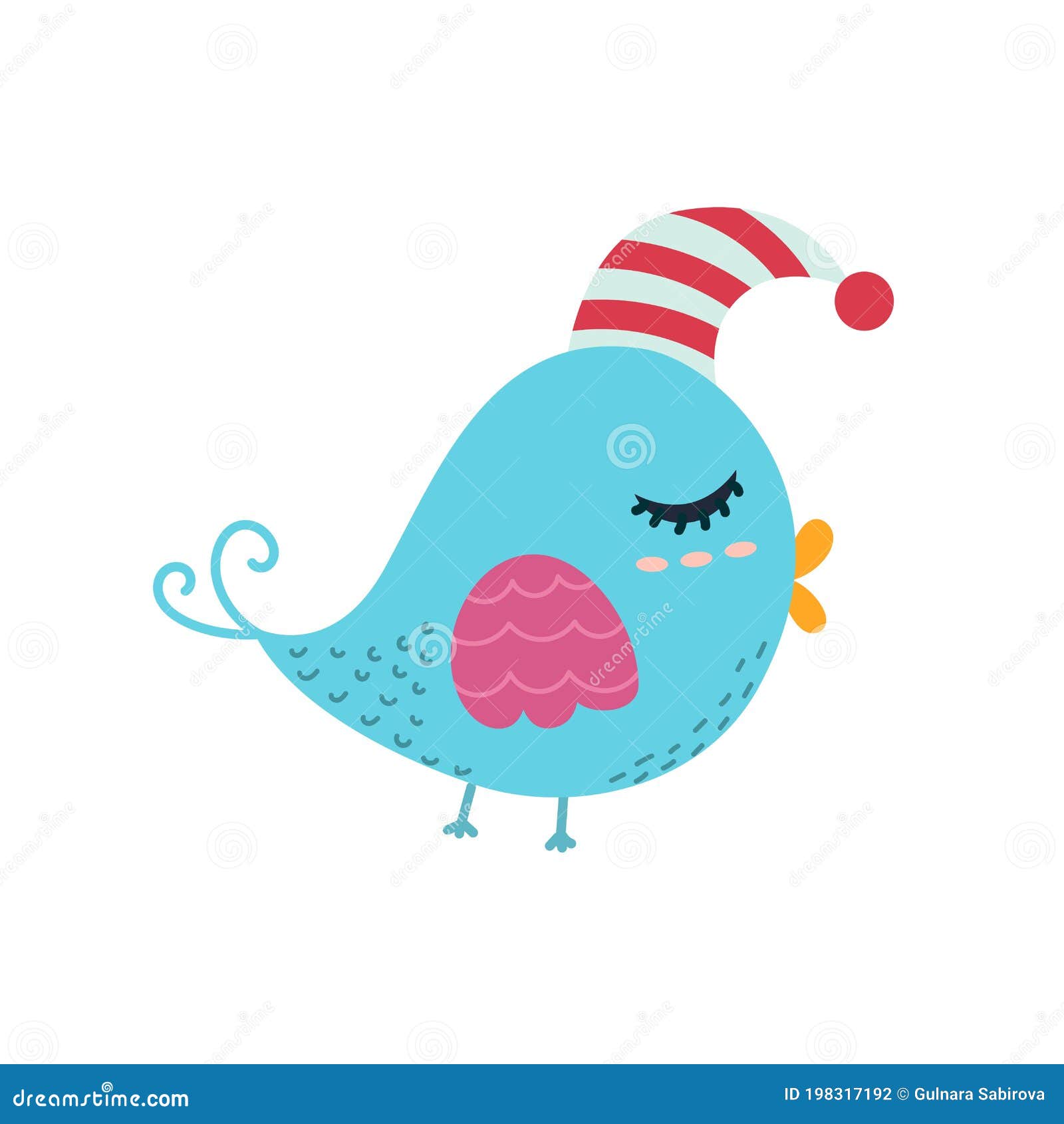 Cute Sleeping Bird Isolated Element. Animal Character for Kids Design ...
