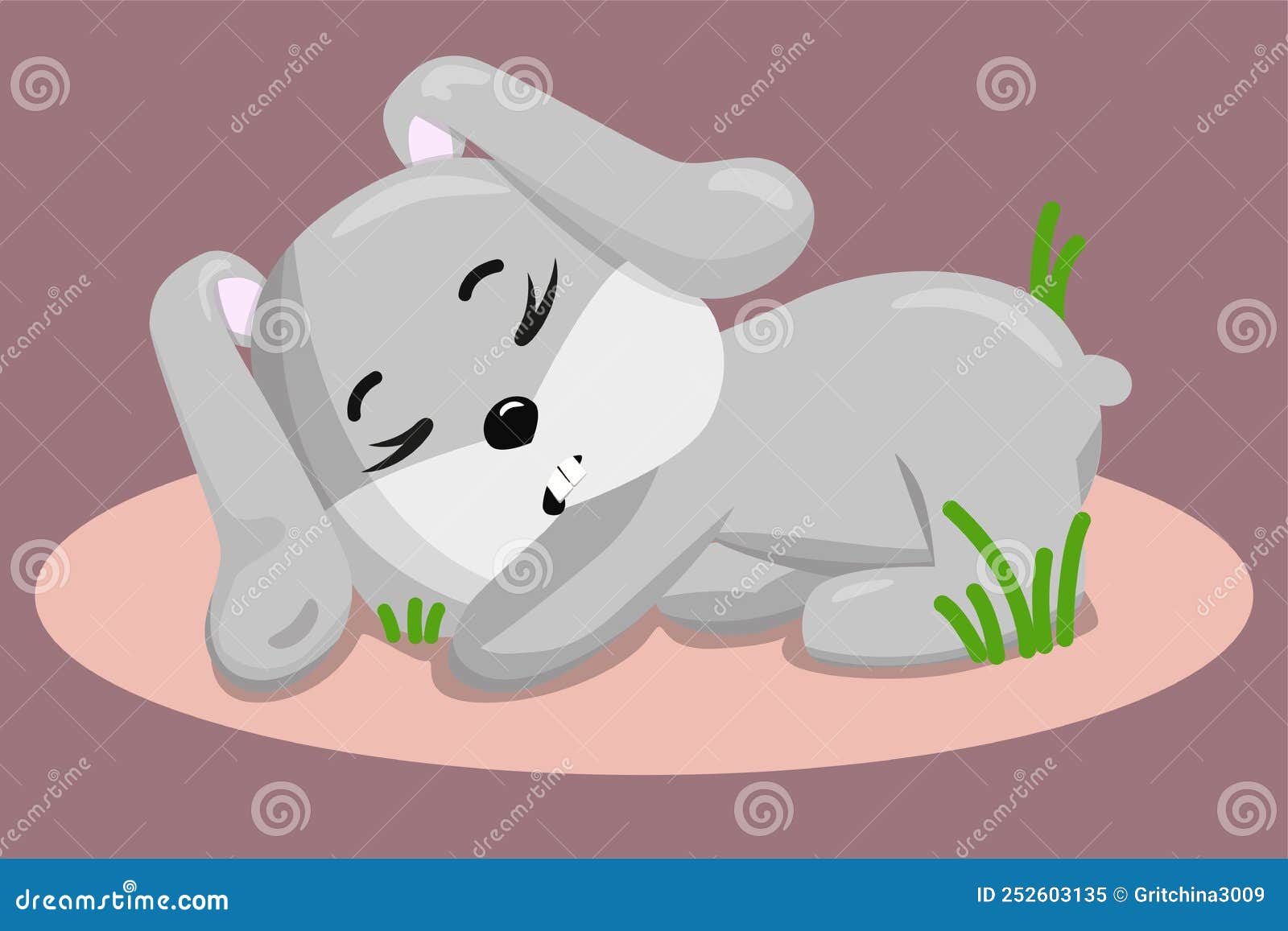 Cute Sleeping Bunny. Funny Illustration of a Sleeping Rabbit Stock ...