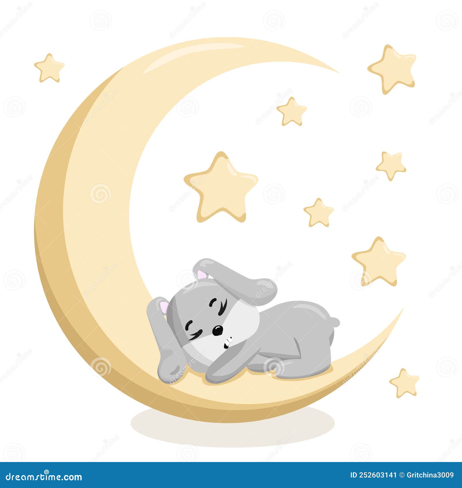 Cute Sleeping Bunny. Funny Illustration of a Sleeping Rabbit Stock ...