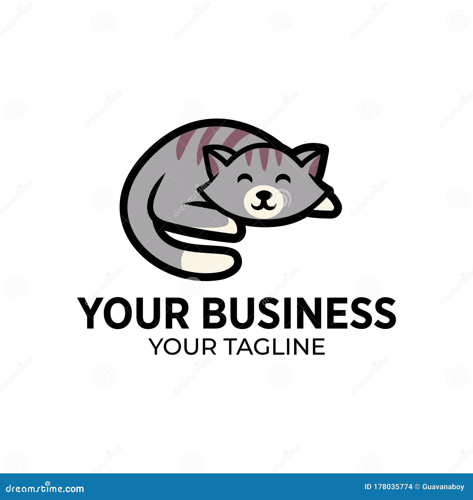 Cute Sleeping Cat Logo Design for Pet Shop Stock Illustration ...