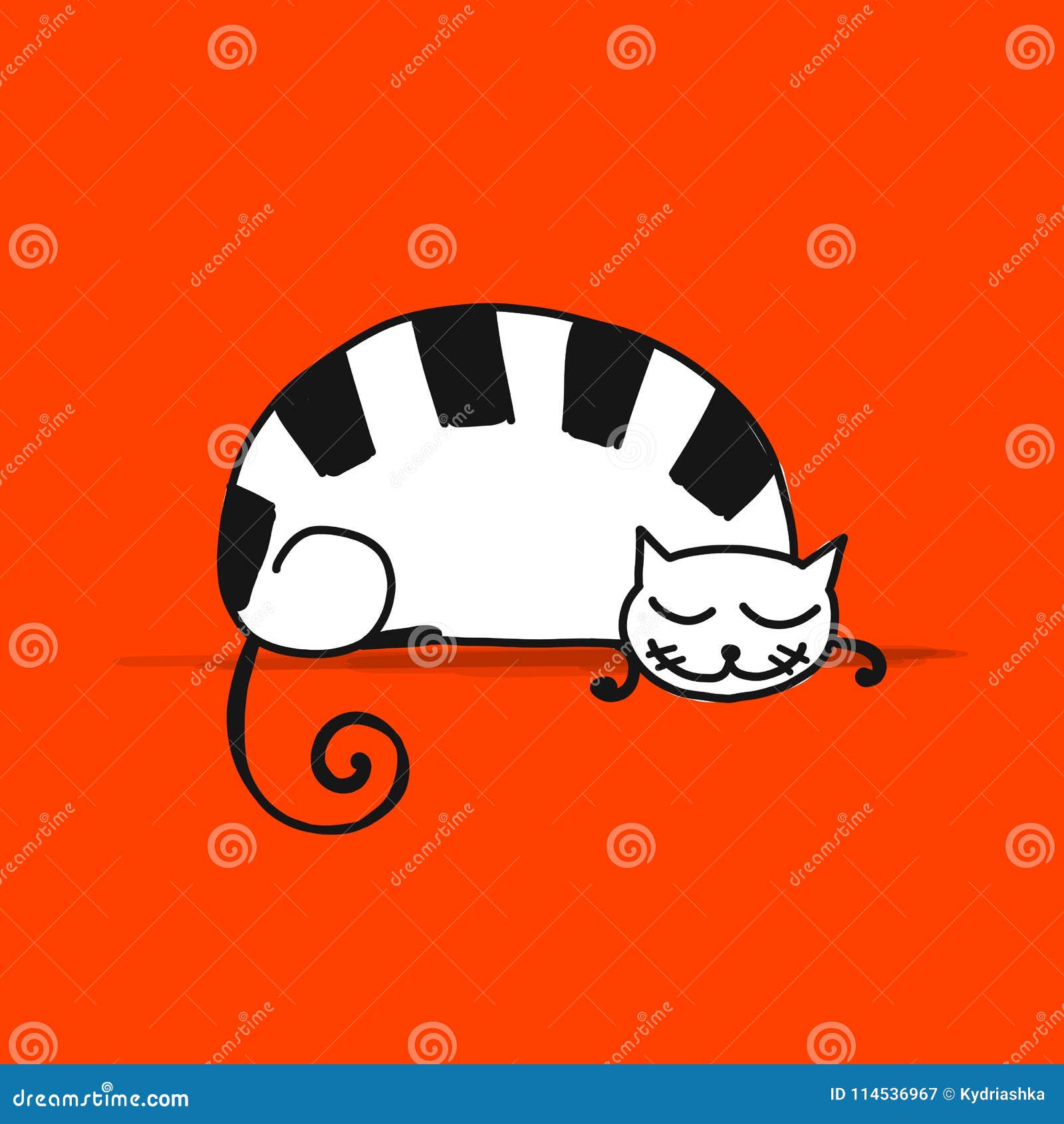 Cute Sleeping Cat, Sketch for Your Design Stock Vector - Illustration ...