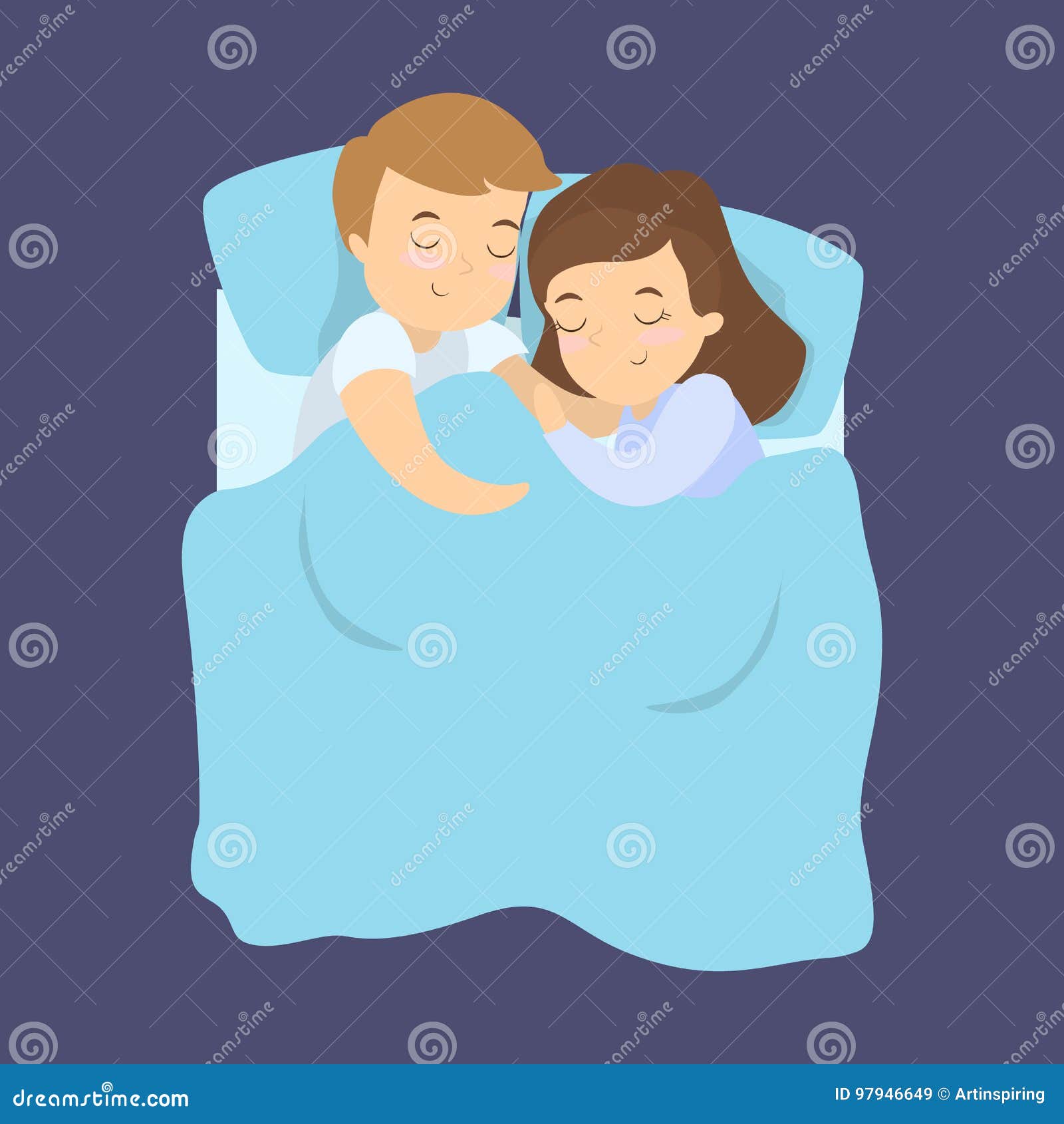 Cute sleeping couple. stock vector. Illustration of love - 97946649