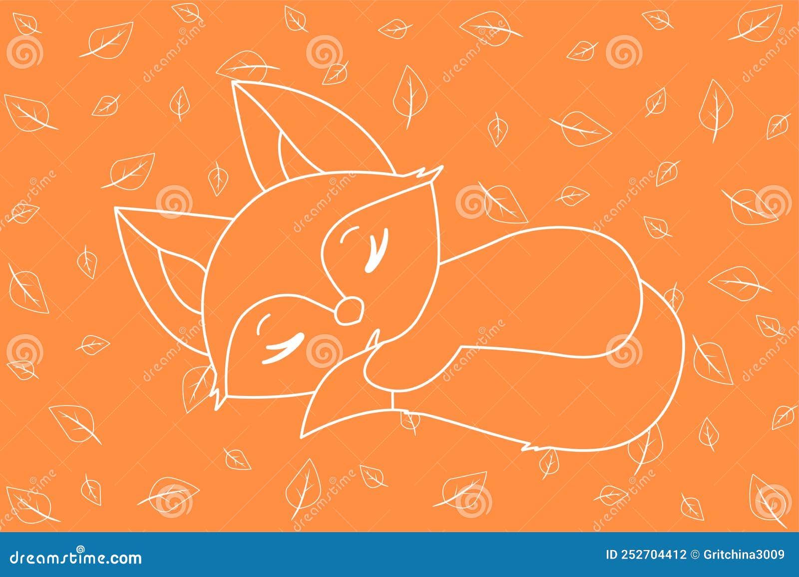 Cute Sleeping Fox Cub Background Stock Illustration - Illustration of ...