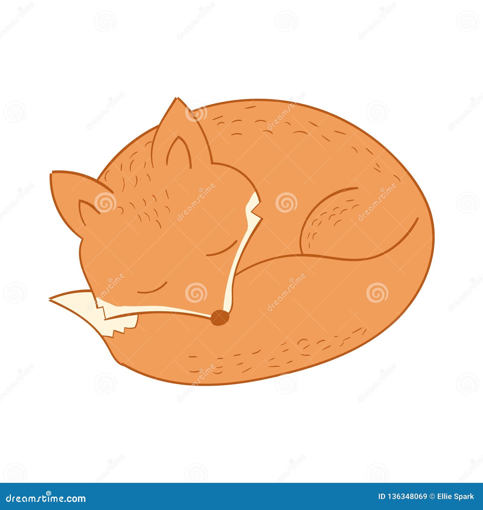 Cute sleeping fox stock vector. Illustration of icon - 136348069
