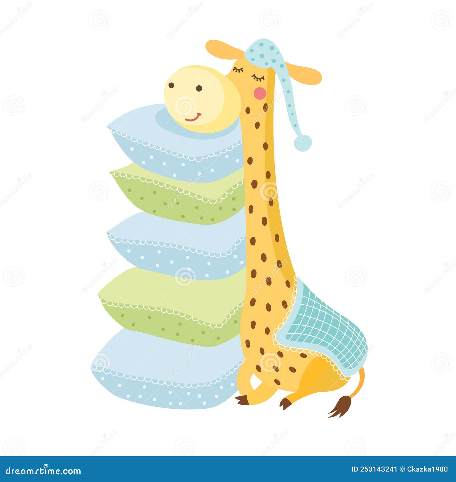 Cute Sleeping Giraffe. Vector Illustration for Children S Prints Stock ...