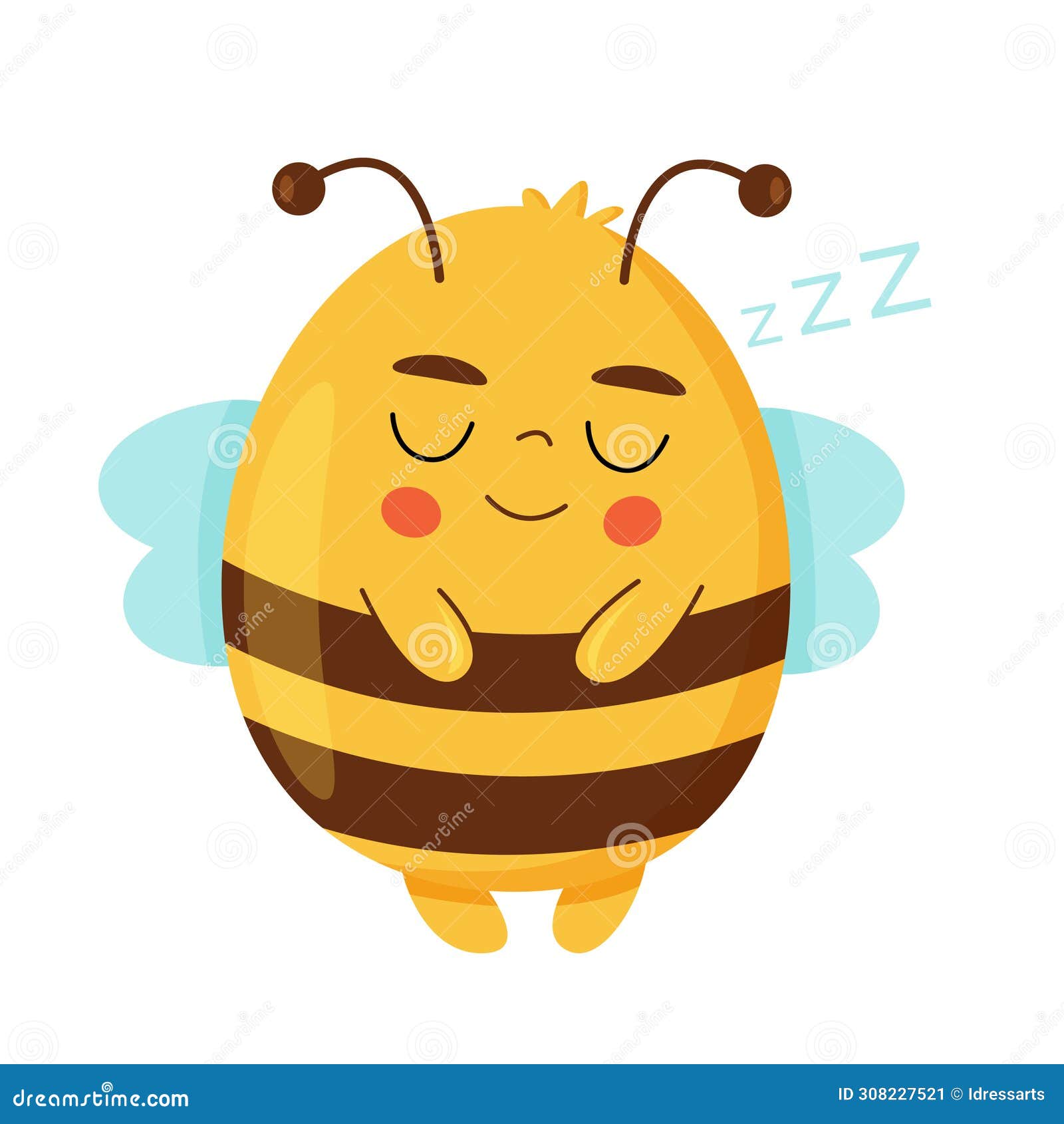 Cute Sleeping Honey Bee, Lovely Flying Insect Character. Stock Vector ...