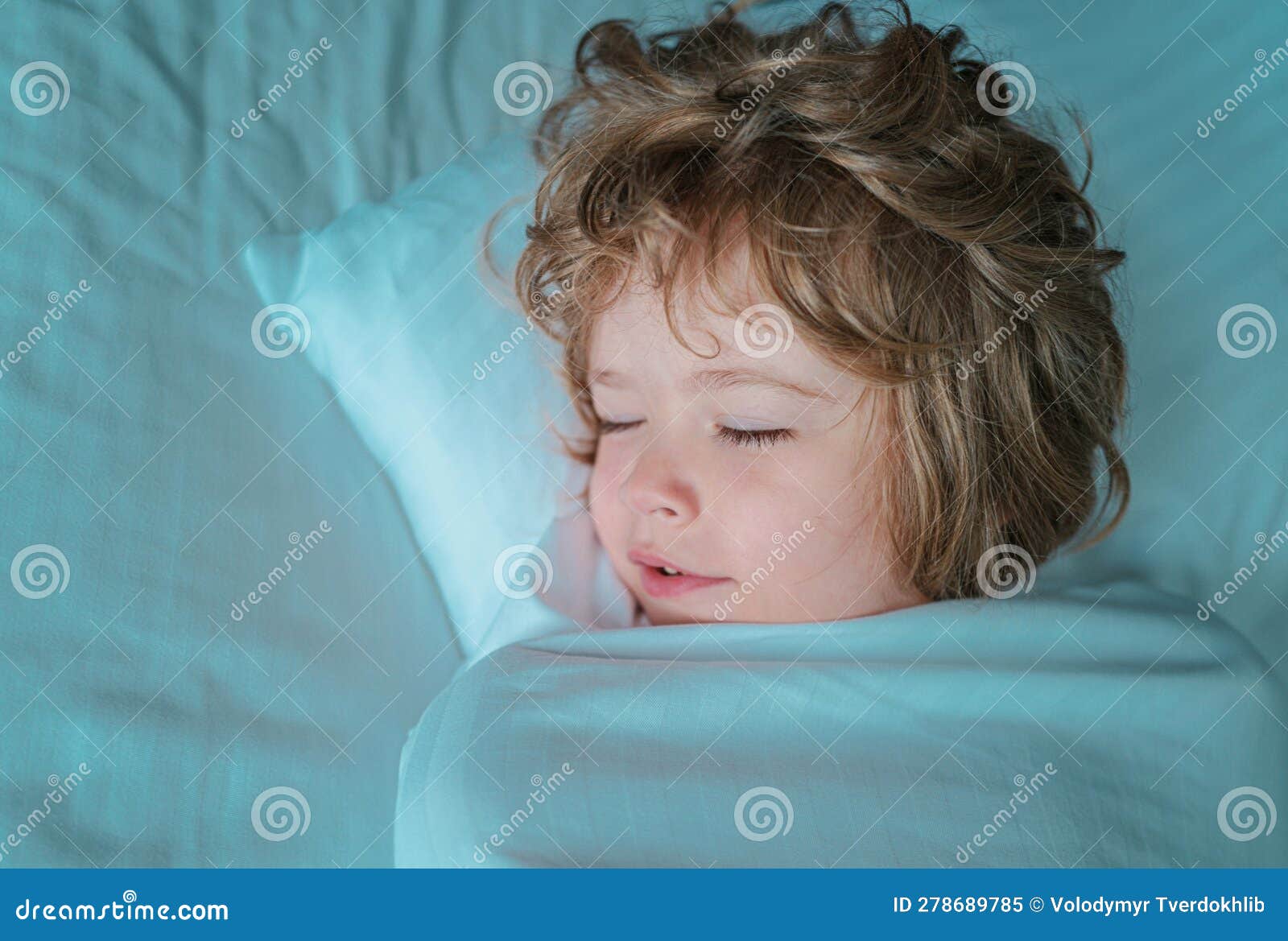 Cute Sleeping Kids in Bed. Sleep Kids. Stock Image - Image of bedtime ...
