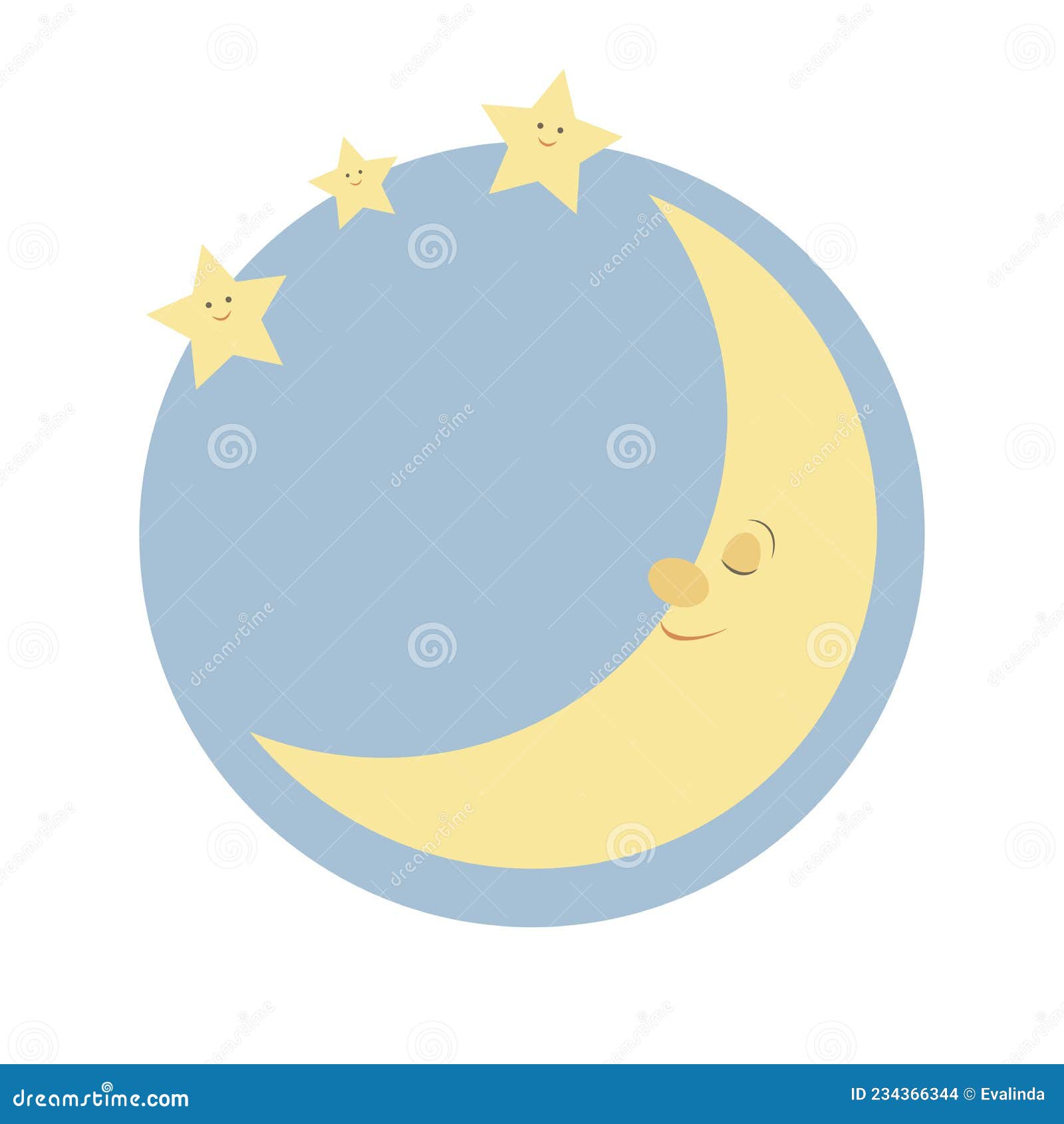 Cute sleeping moon. stock vector. Illustration of night - 234366344