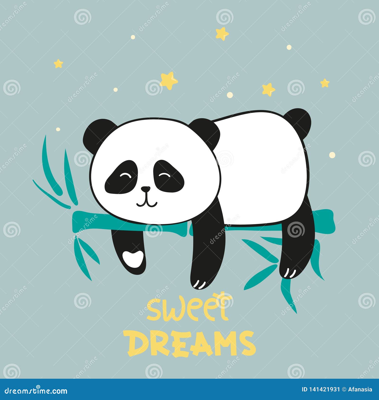 Cute Sleeping Panda Bear. Sweet Dreams Vector Illustration Stock Vector ...
