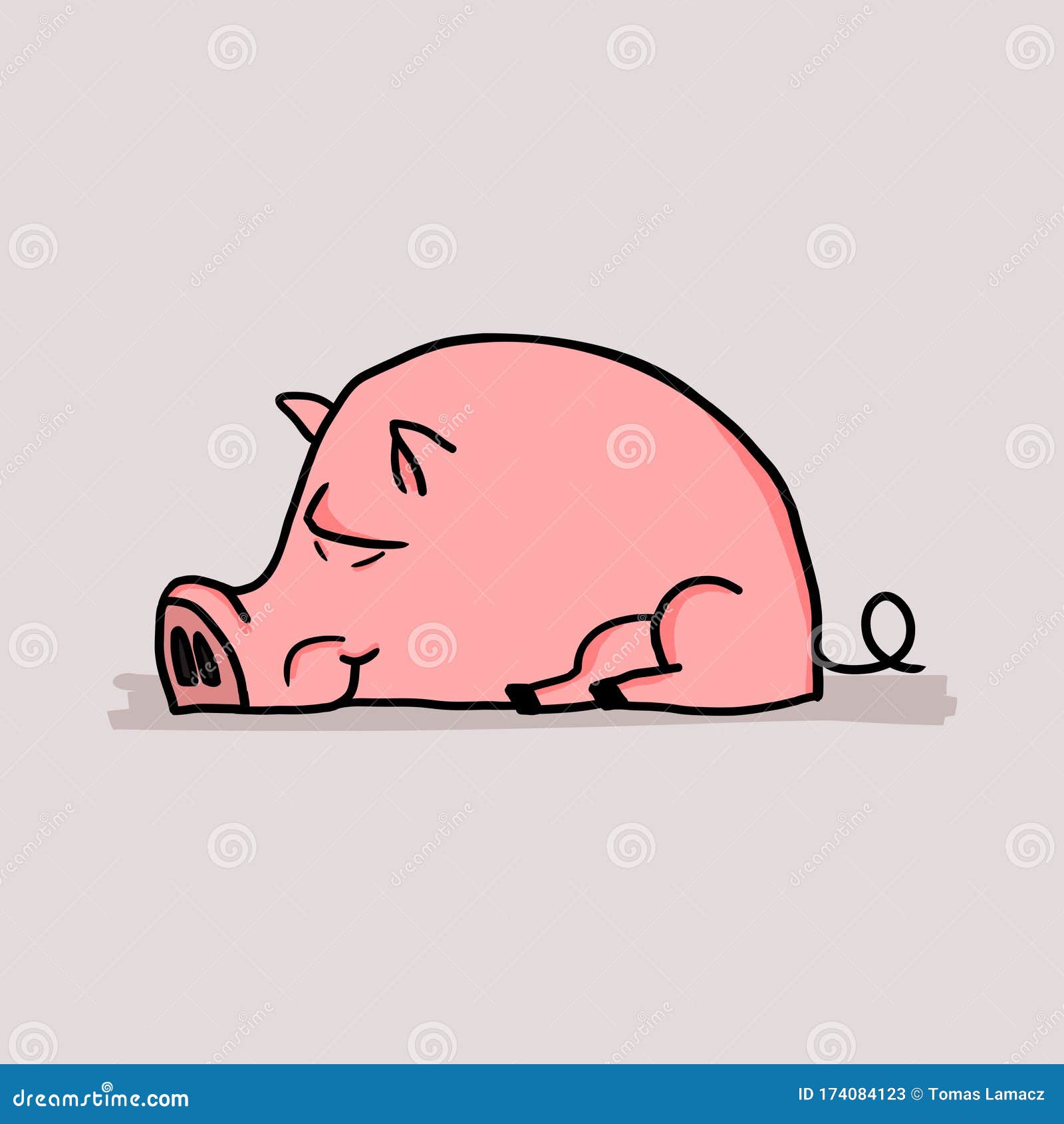 Cute cartoon sleeping pig stock vector. Illustration of bedtime - 174084123