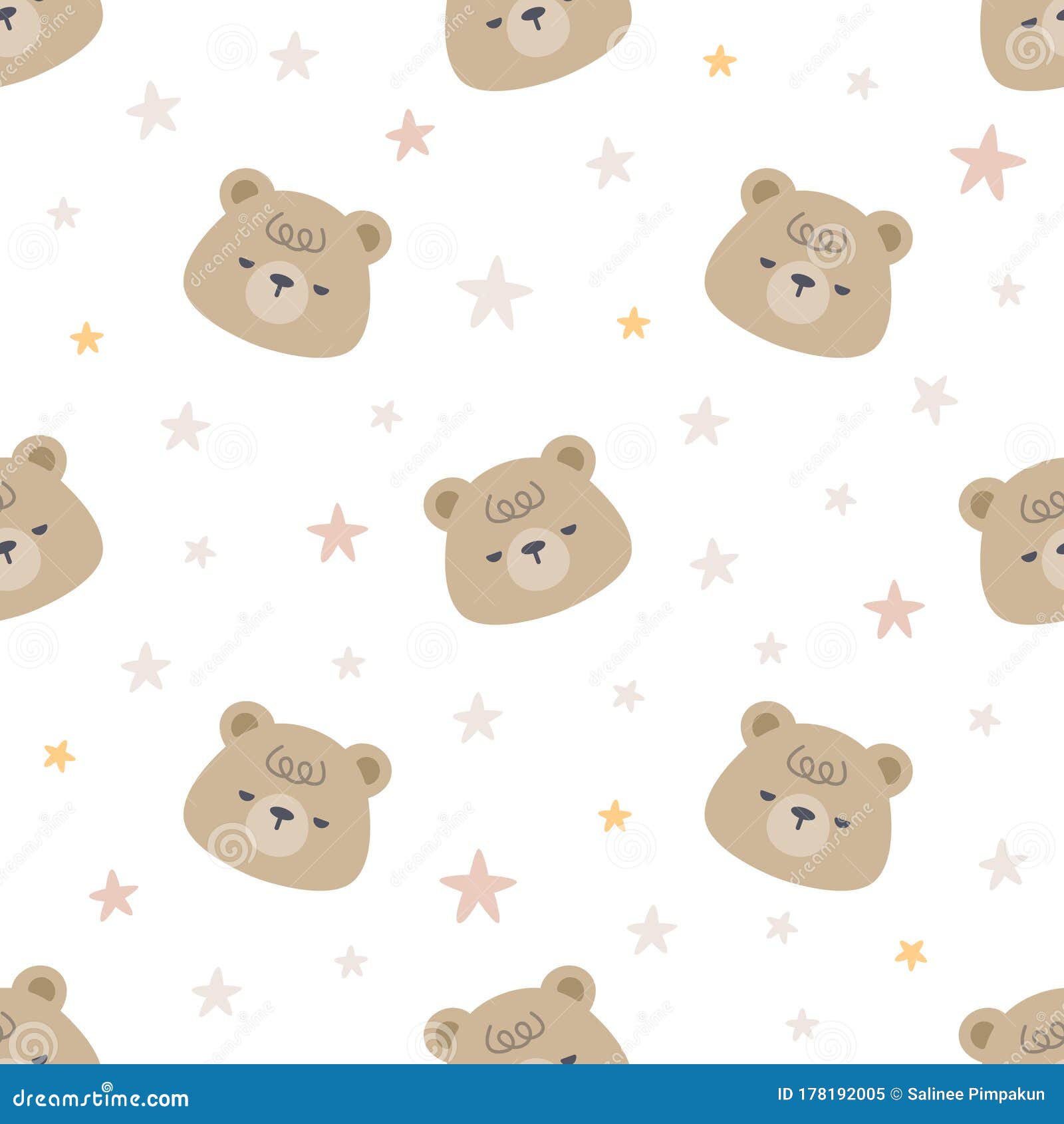 Cute Sleepy Bear with Stars Seamless Pattern Background Stock ... Cute Sleepy Bear with Stars Seamless Pattern Background Stock ...