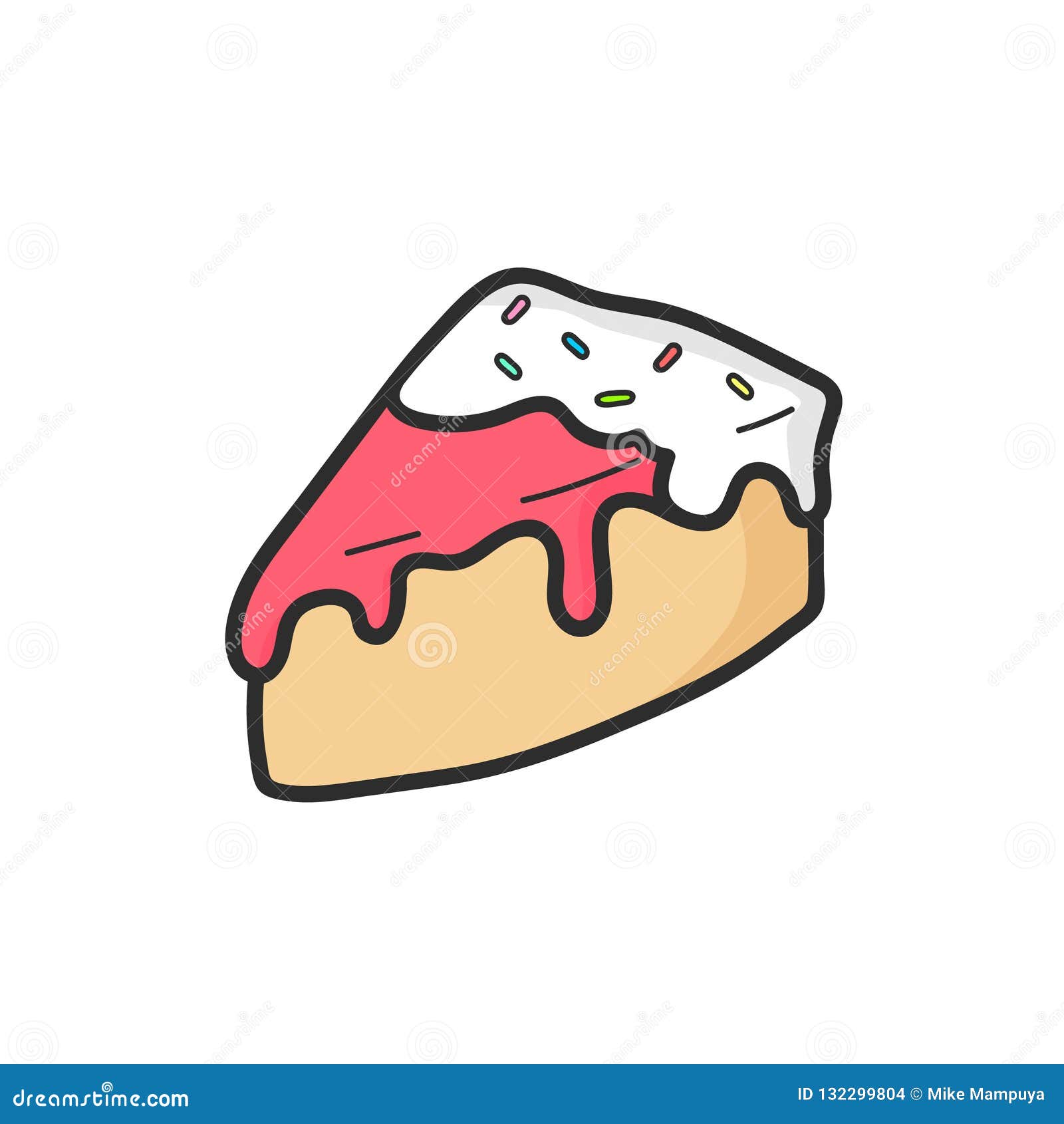 Cute Slice of Cake Drawing. Vector Isolated. Illustration. Stock Vector ...