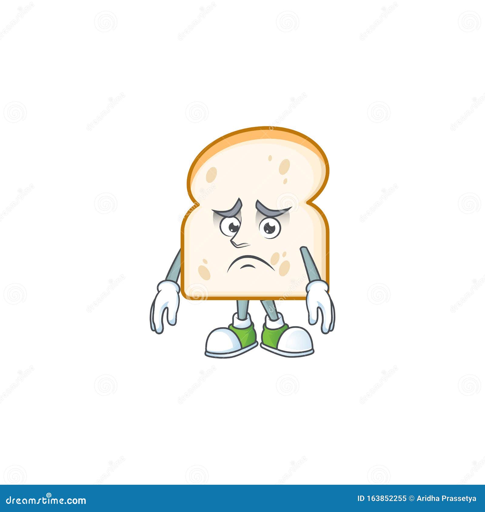 Cute Slice White Bread With Afraid Mascot Cartoon Vector ...