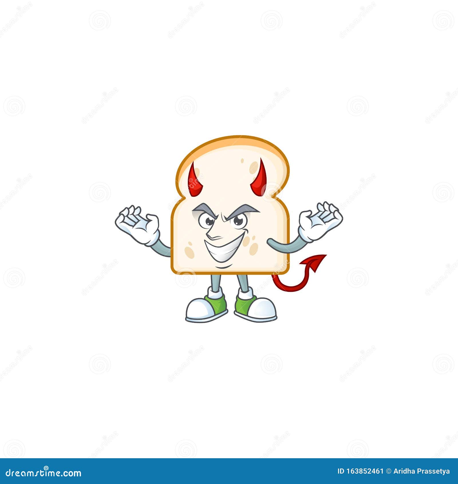 Cute Slice White Bread with Devil Mascot Stock Vector - Illustration of ...