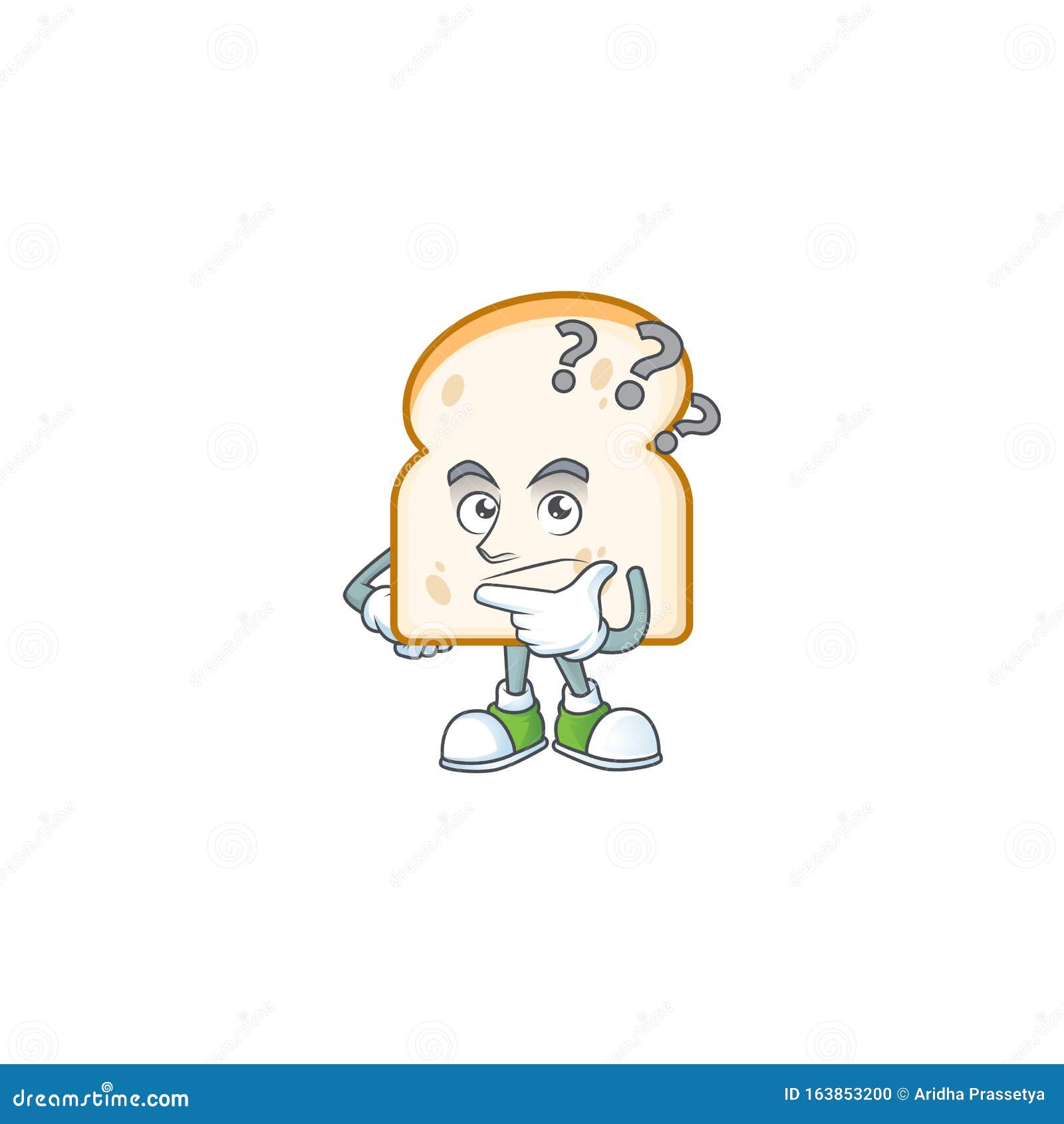 Cute Slice White Bread with Thinking Mascot Stock Vector - Illustration ...