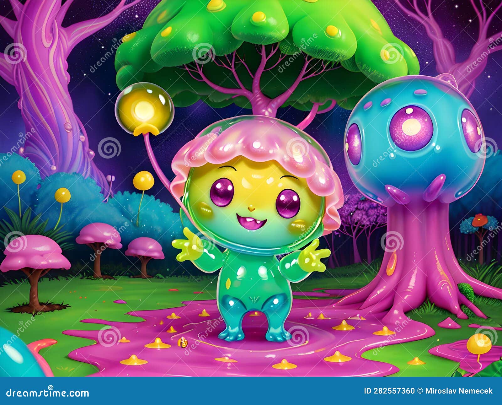 Cute Slime Creatures, Generative AI Illustration Stock Illustration ...