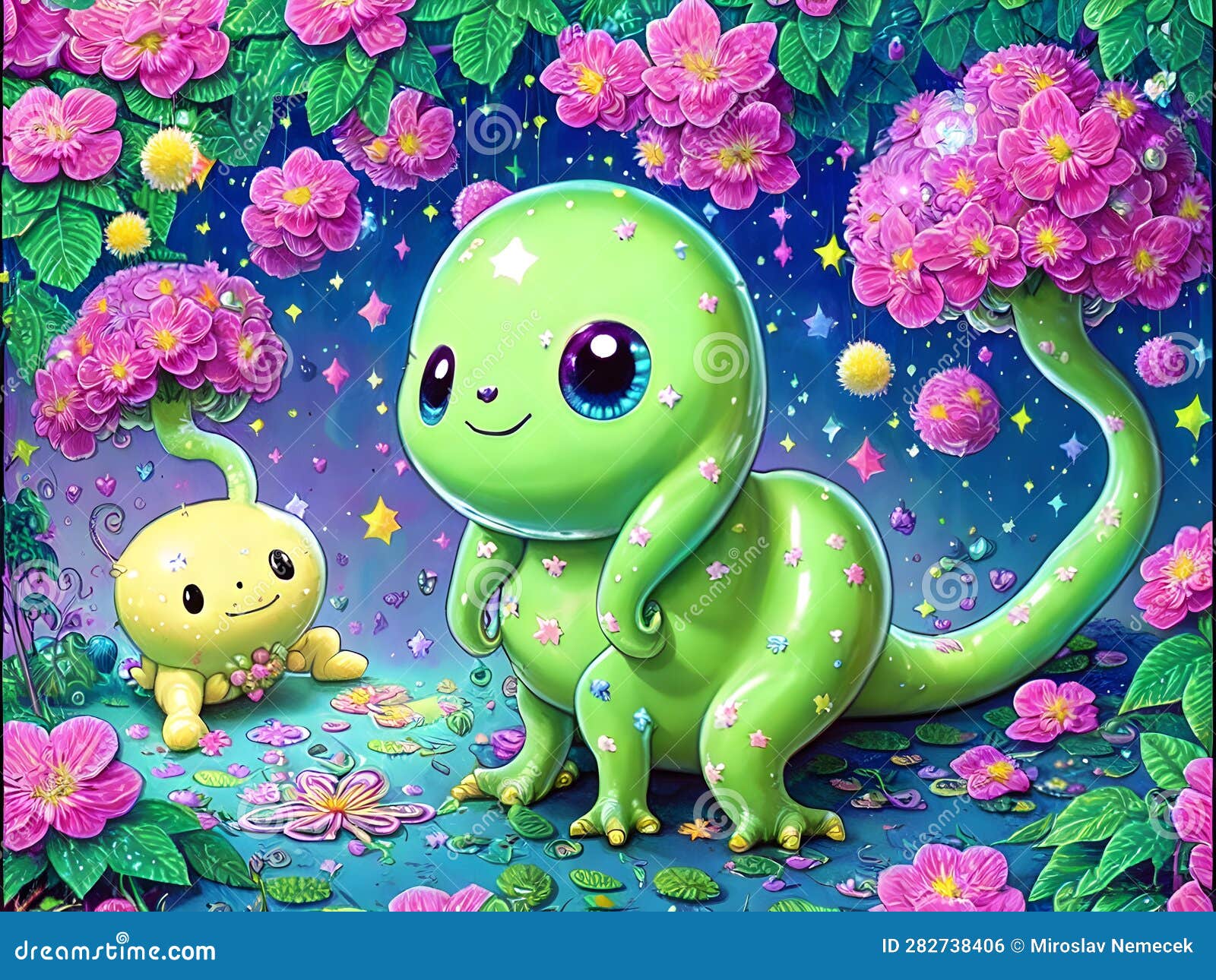 Cute Slime Creatures, Generative AI Illustration Stock Illustration ...