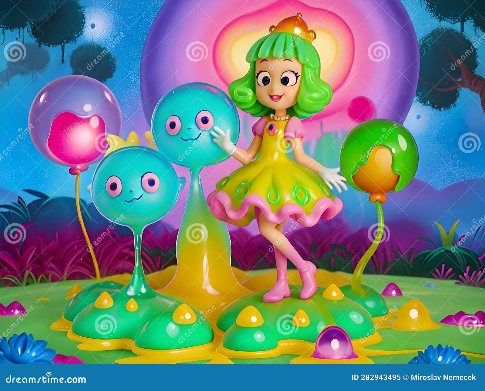 Cute Slime Creatures, Generative AI Illustration Stock Illustration ...