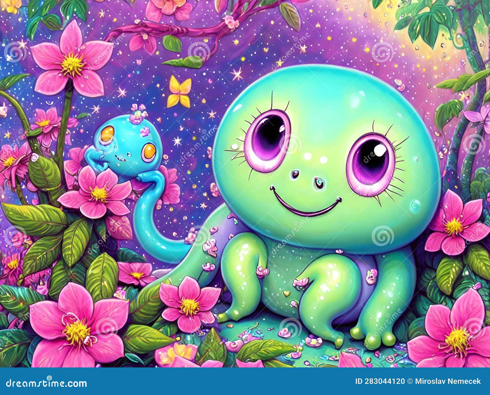 Cute Slime Creatures, Generative AI Illustration Stock Illustration ...