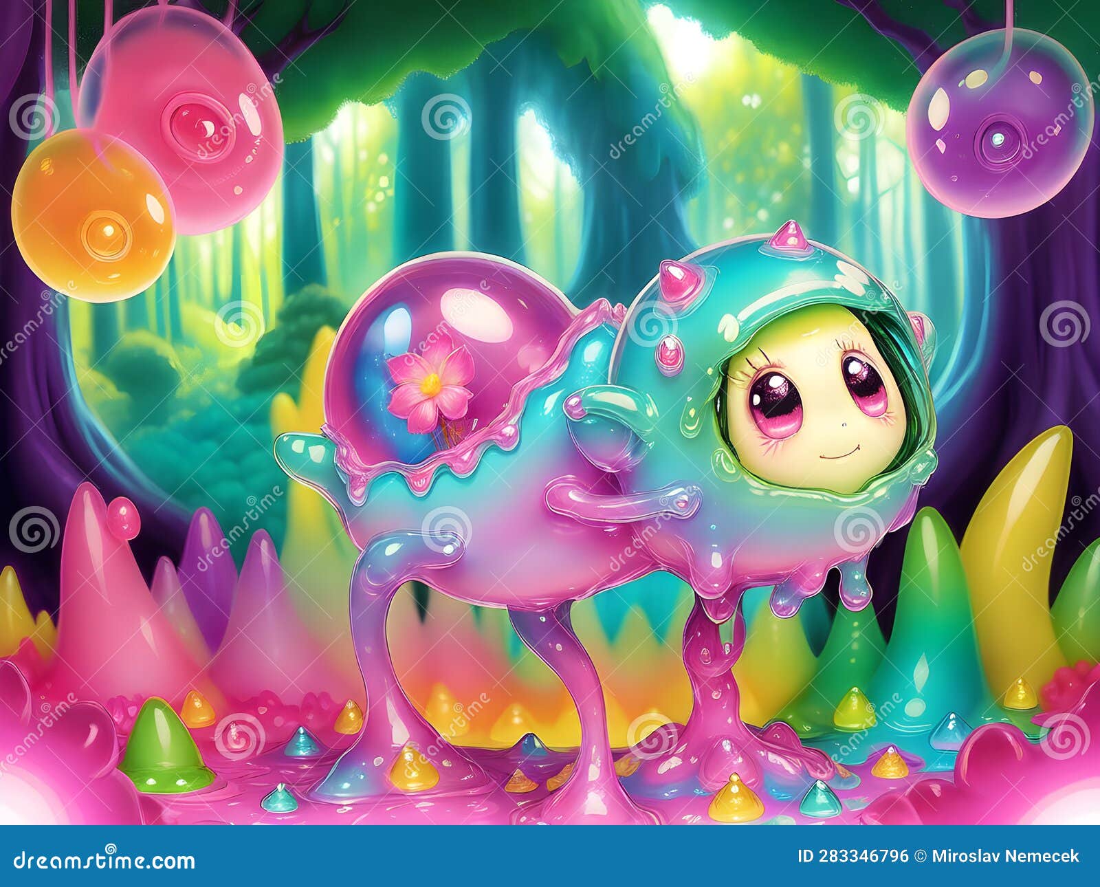 Cute Slime Creatures, Generative AI Illustration Stock Illustration ...