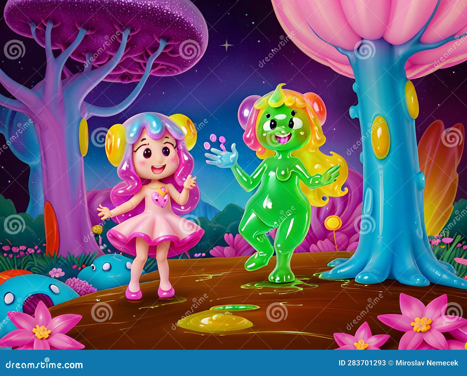 Cute Slime Creatures, Generative AI Illustration Stock Illustration ...