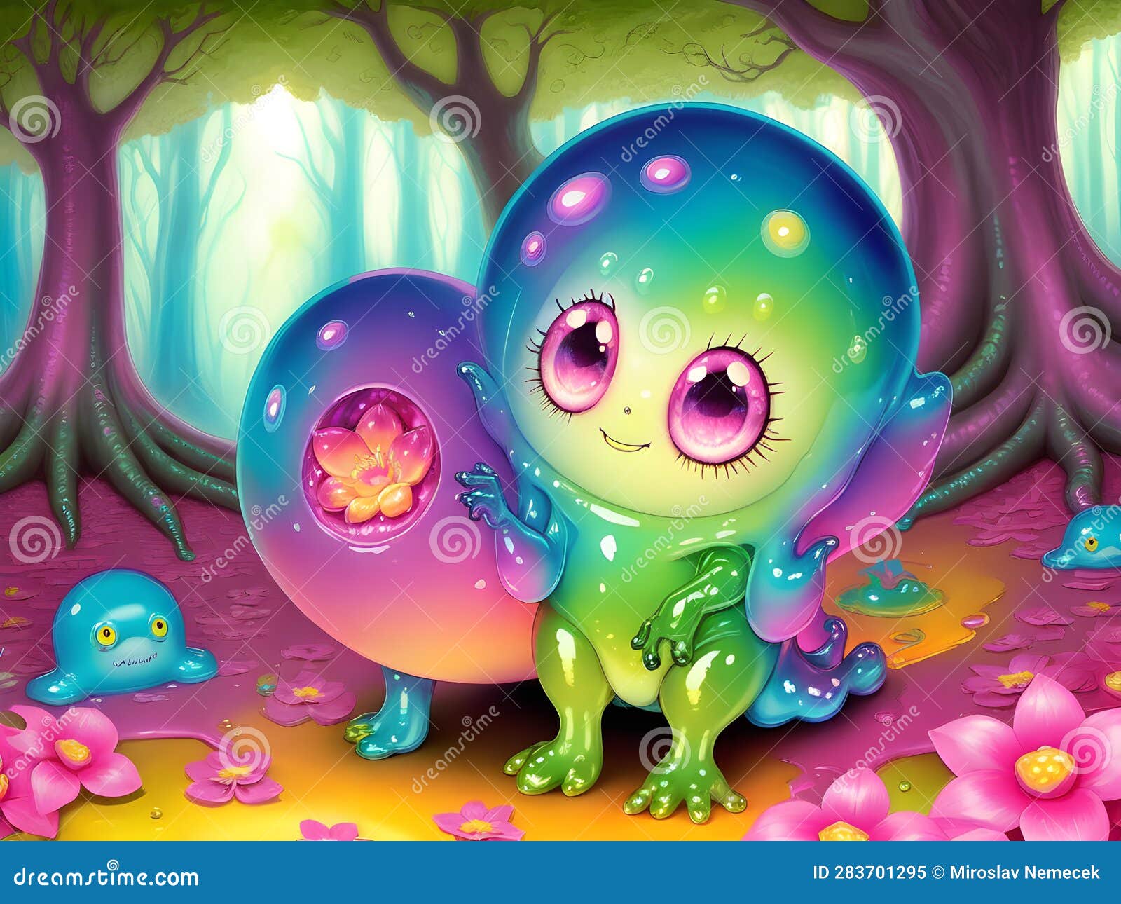 Cute Slime Creatures, Generative AI Illustration Stock Illustration ...