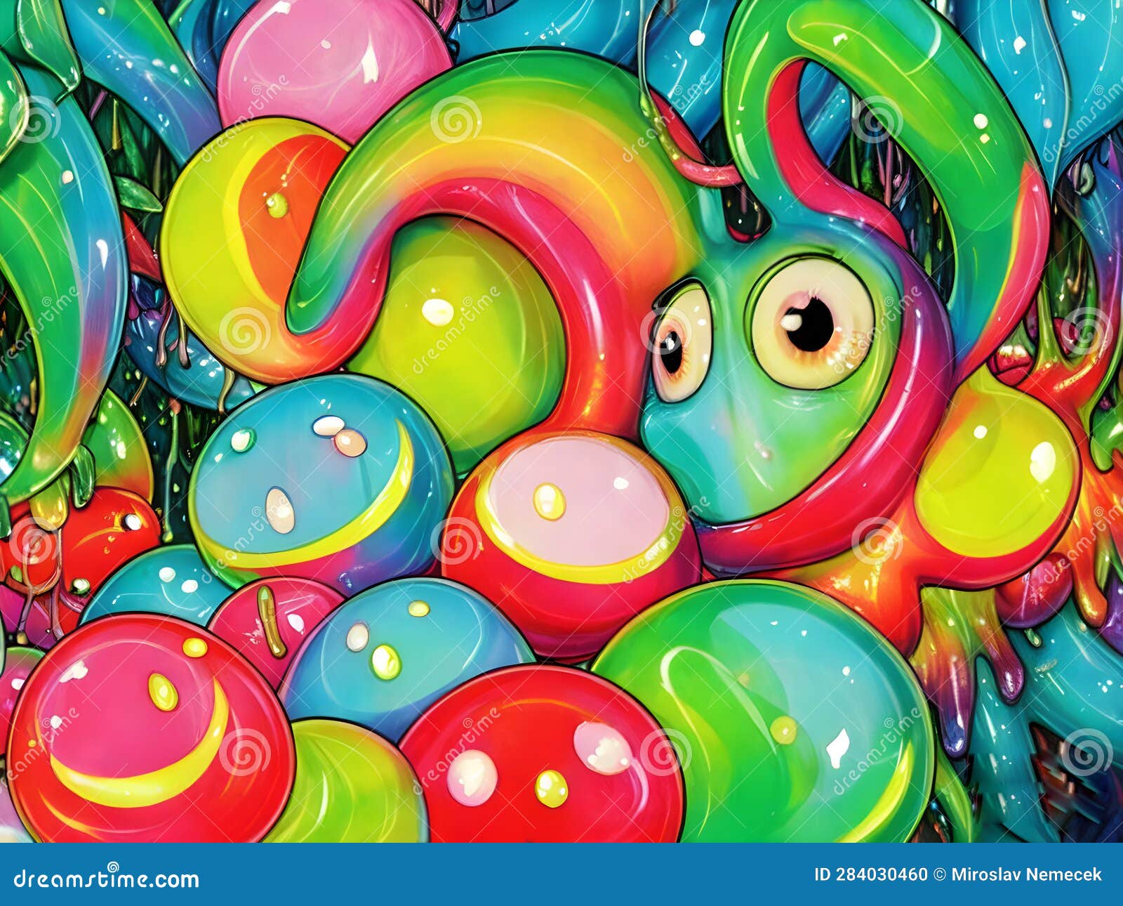 Cute Slime Creatures, Generative AI Illustration Stock Illustration ...