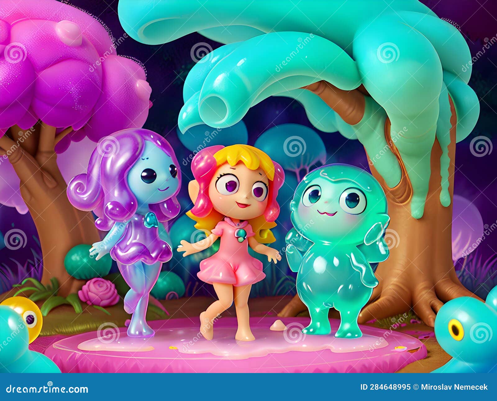 Cute Slime Creatures, Generative AI Illustration Stock Illustration ...