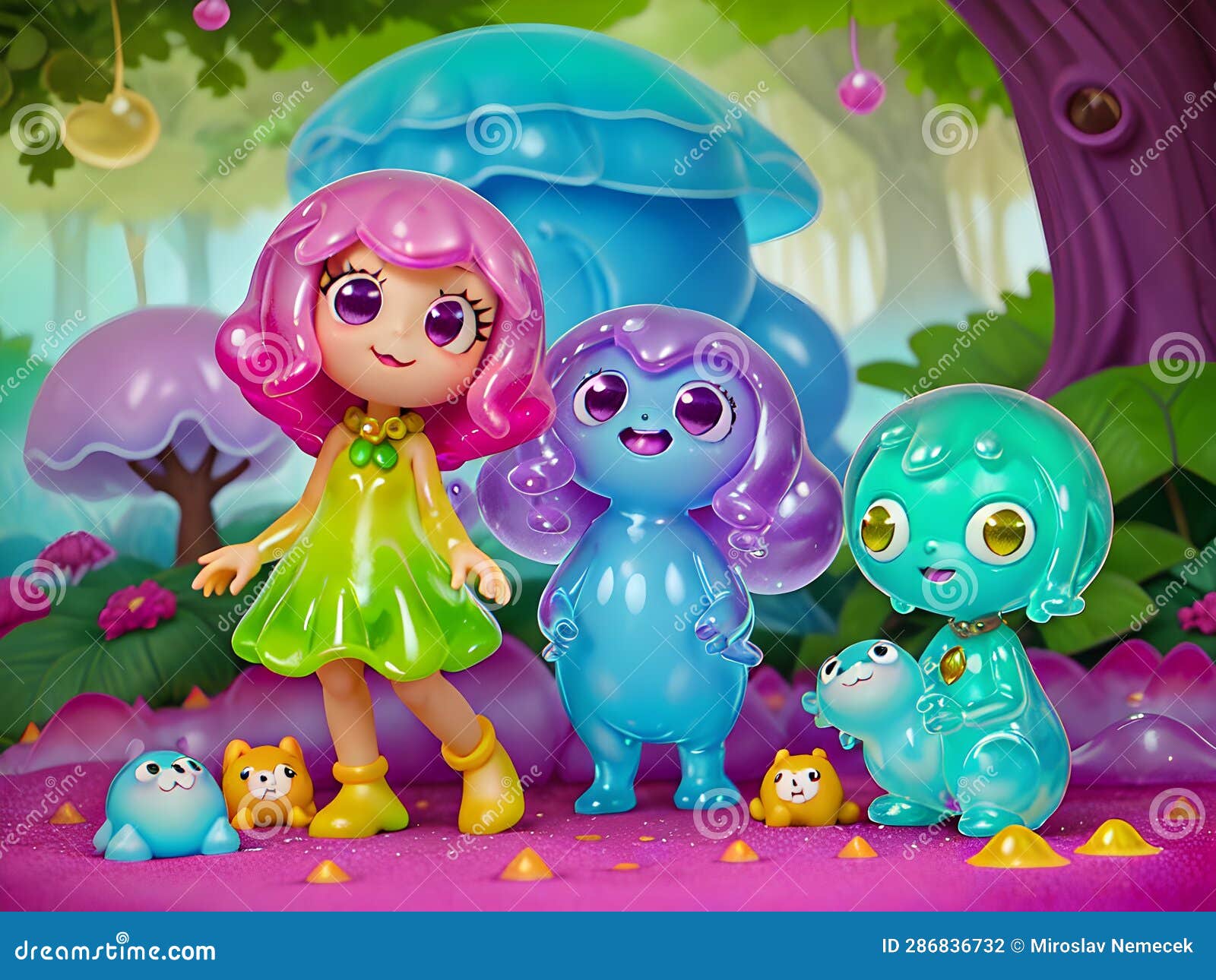 Cute Slime Creatures, Generative AI Illustration Stock Illustration ...