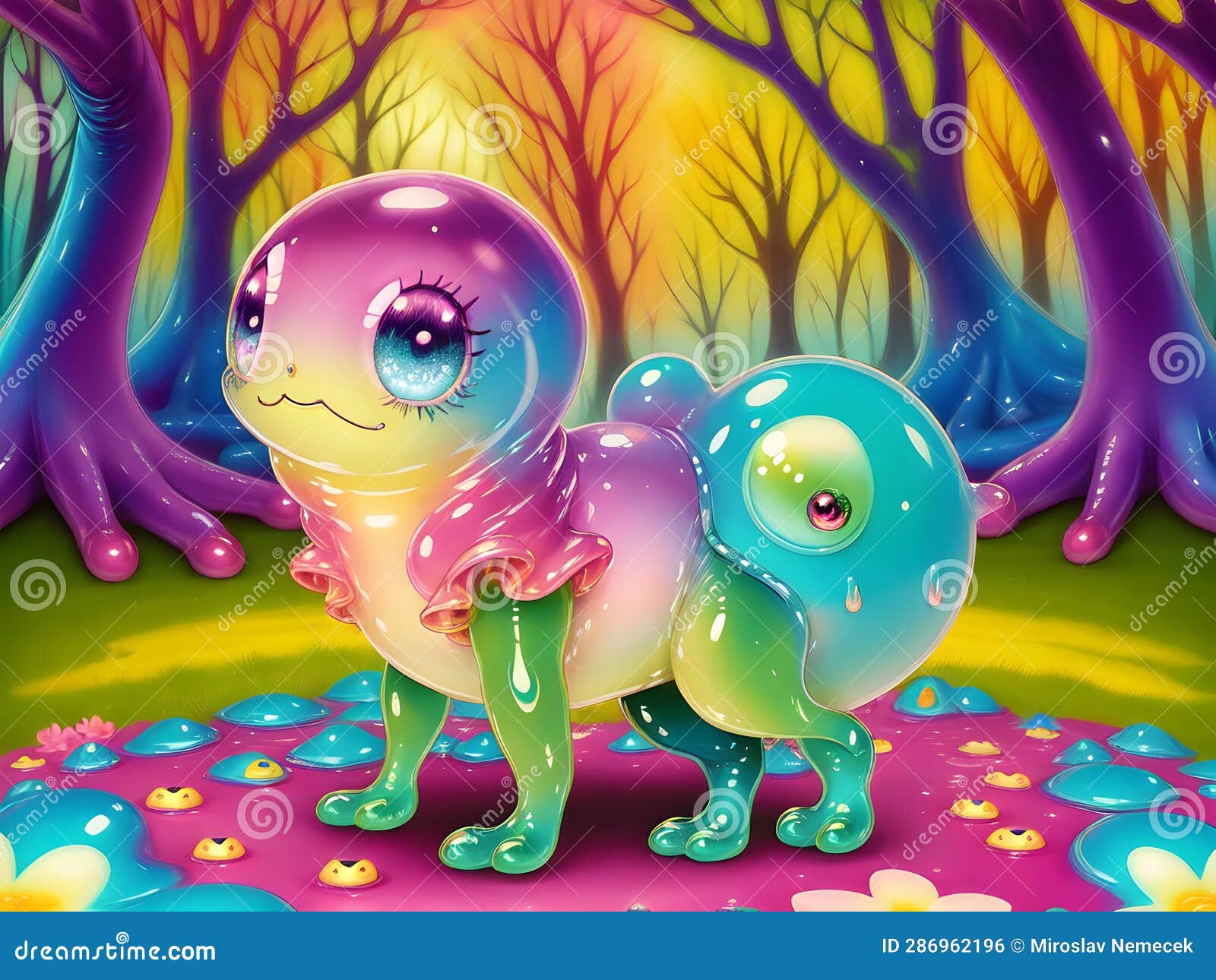 Cute Slime Creatures, Generative AI Illustration Stock Illustration ...