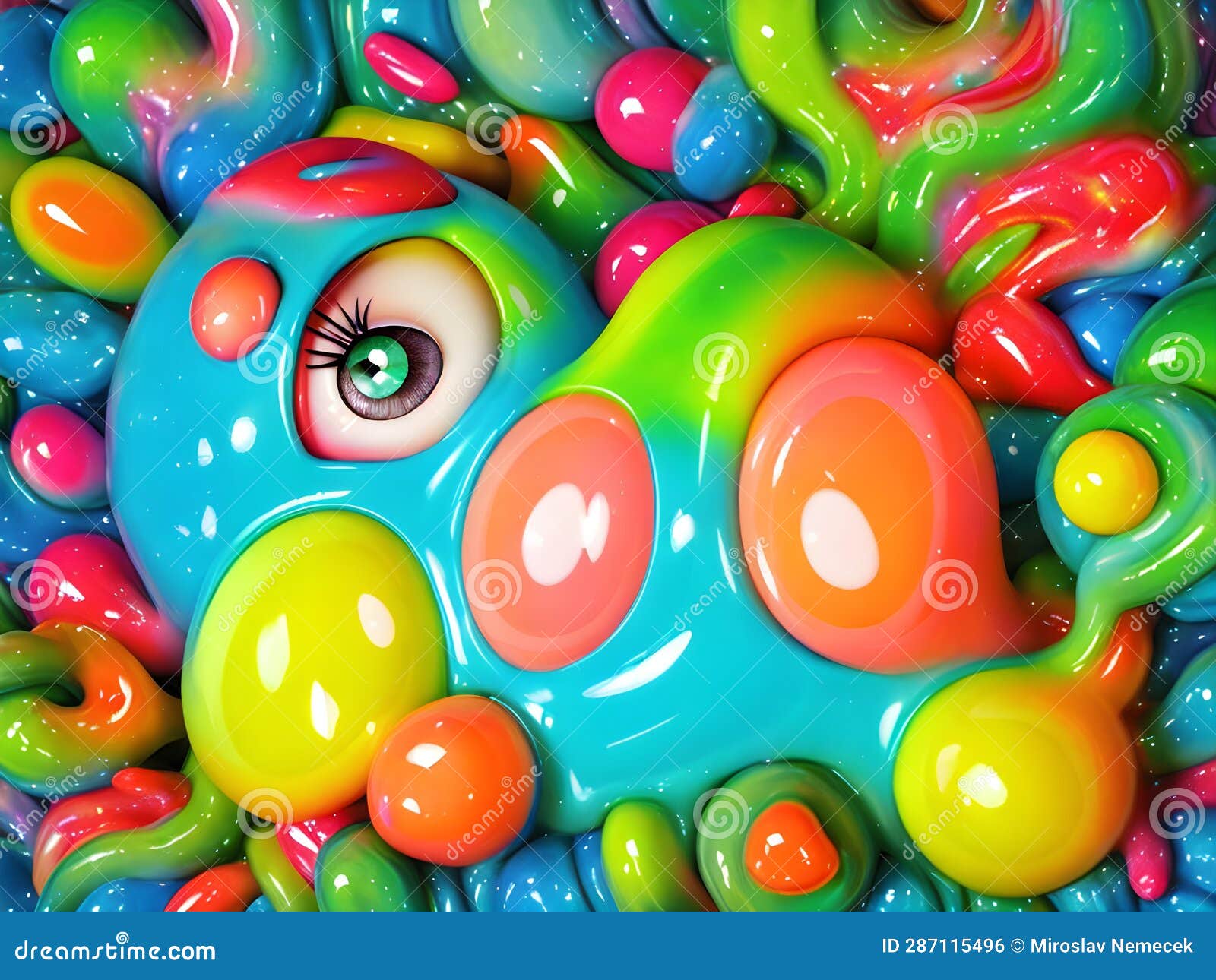 Cute Slime Creatures, Generative AI Illustration Stock Photo - Image of ...