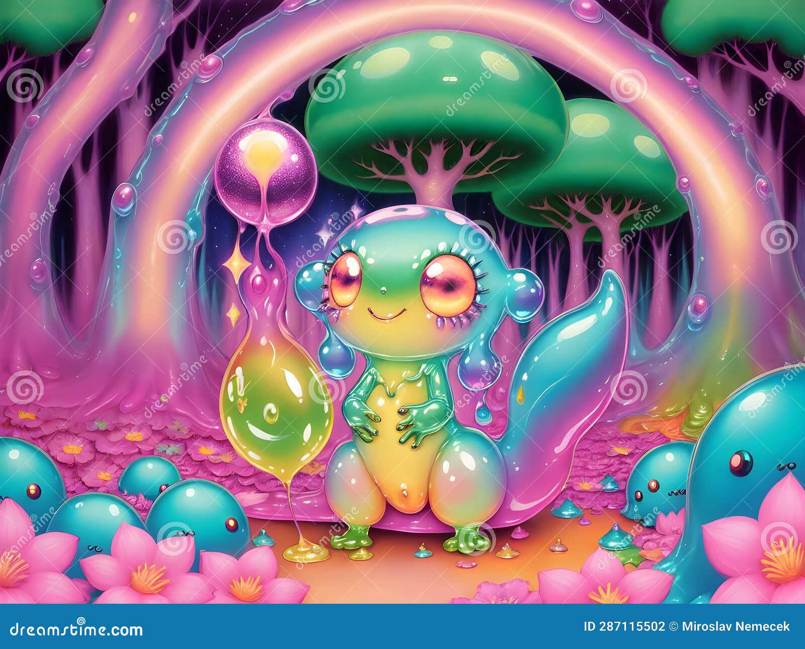 Cute Slime Creatures, Generative AI Illustration Stock Photo - Image of ...