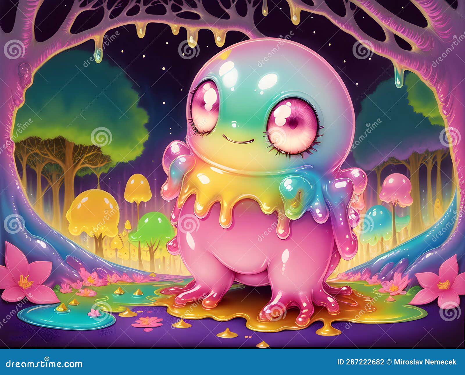 Cute Slime Creatures, Generative AI Illustration Stock Photo - Image of ...
