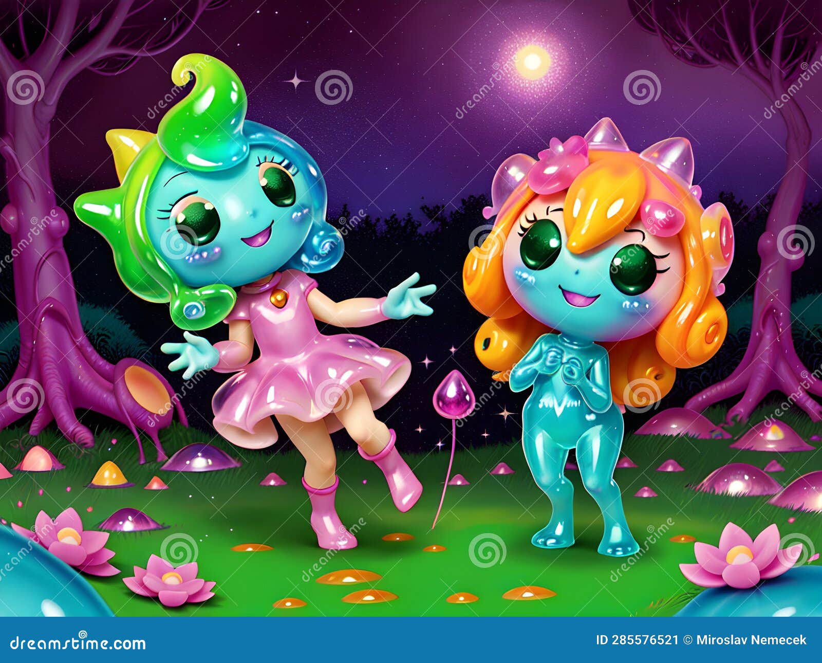 Cute Slime Creatures, Generative AI Illustration Stock Illustration ...