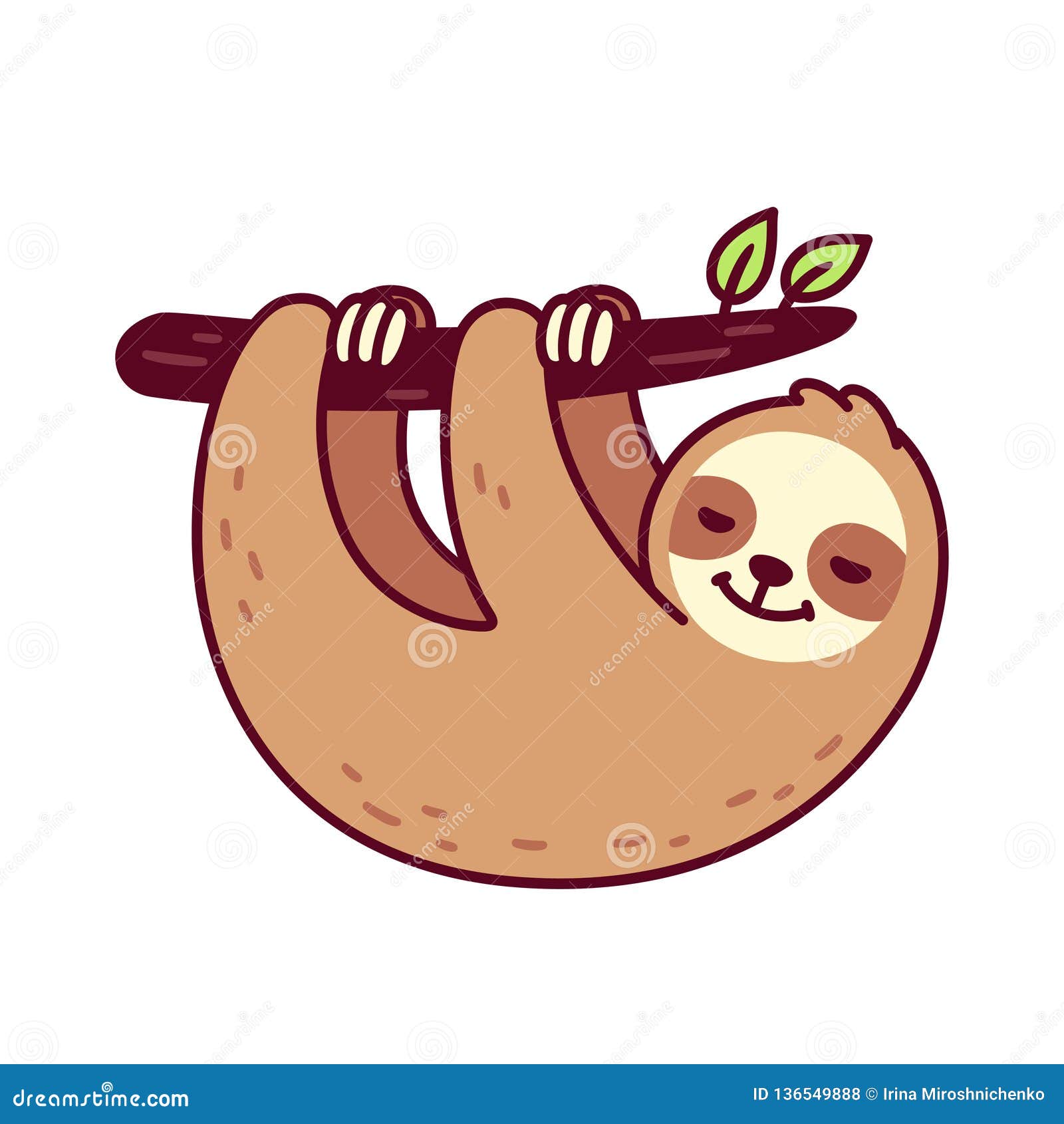 Cute hanging sloth stock vector. Illustration of happy - 136549888 Cute hanging sloth stock vector. Illustration of happy - 136549888