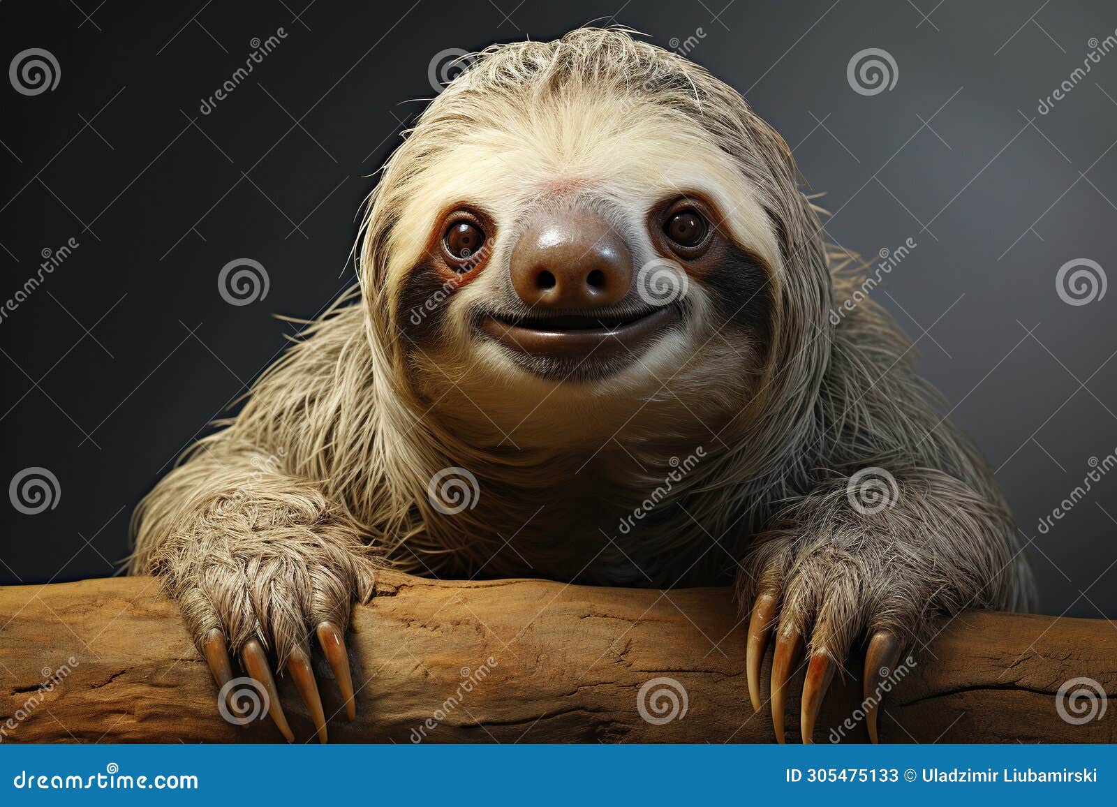 Cute Sloth Holding on To a Tree and Looking at the Camera. Generated by ...