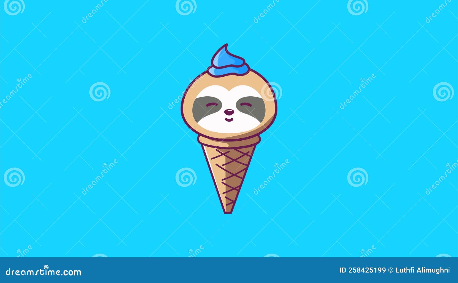 Cute Sloth Ice Cream Mascot Vector Stock Vector - Illustration of ...