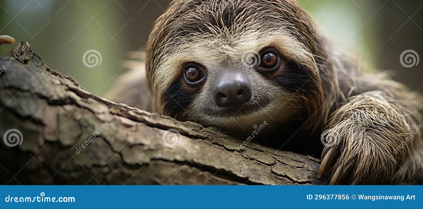 Cute Sloth Sitting on the Branch and Looking at Camera Stock ...