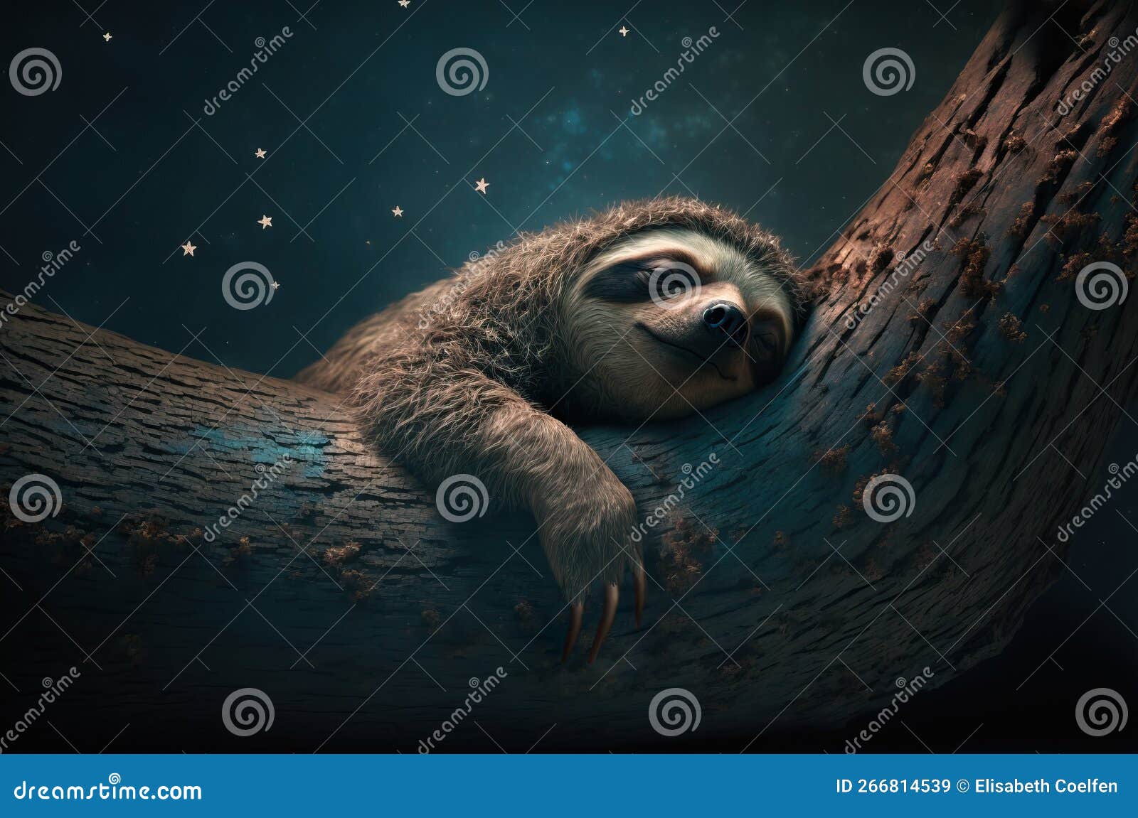 Cute sloth sleeping stock illustration. Illustration of friendly ...
