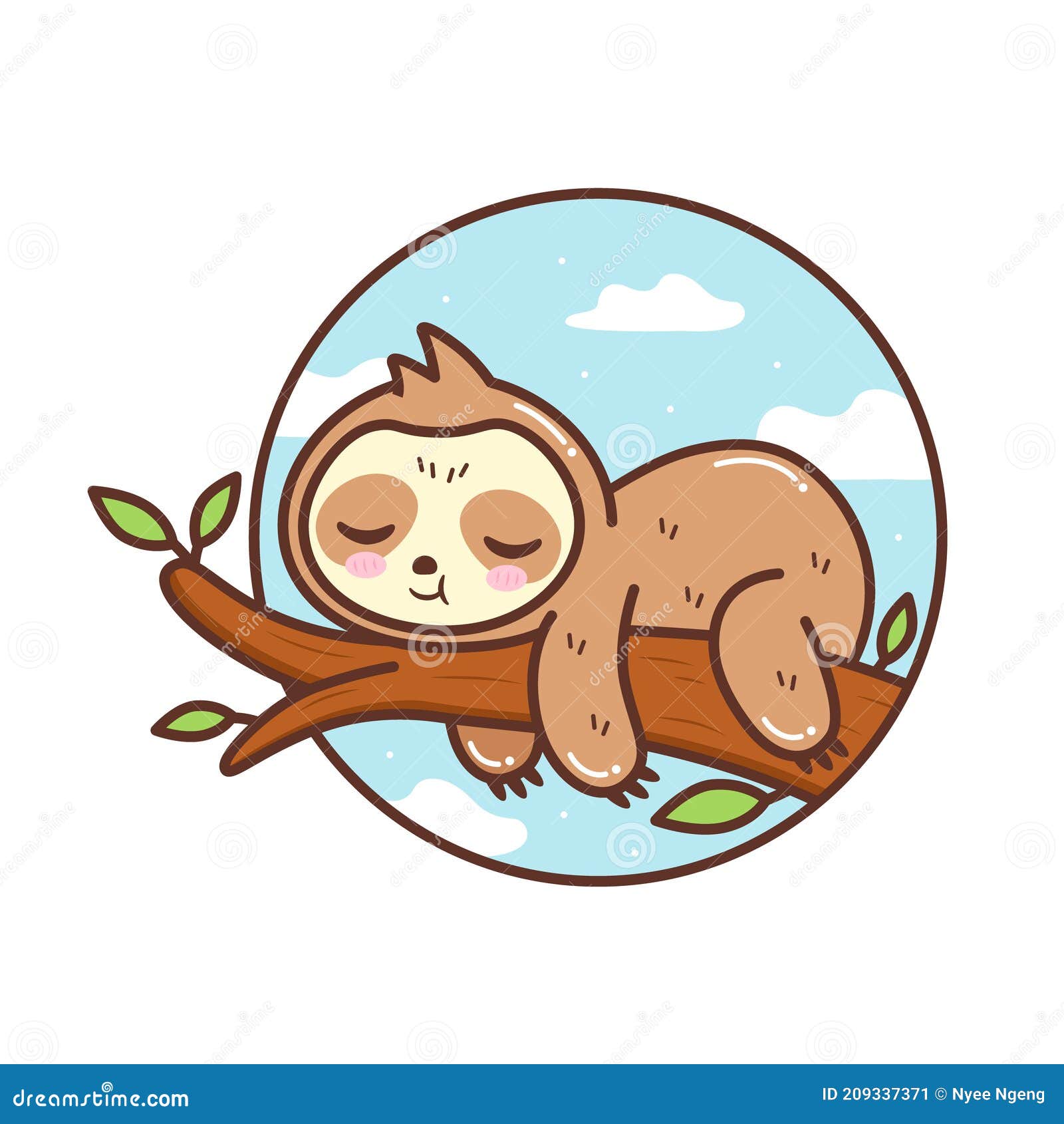 Cute Sloth Sleeping in the Tree Branch Stock Vector - Illustration of ... Cute Sloth Sleeping in the Tree Branch Stock Vector - Illustration of ...